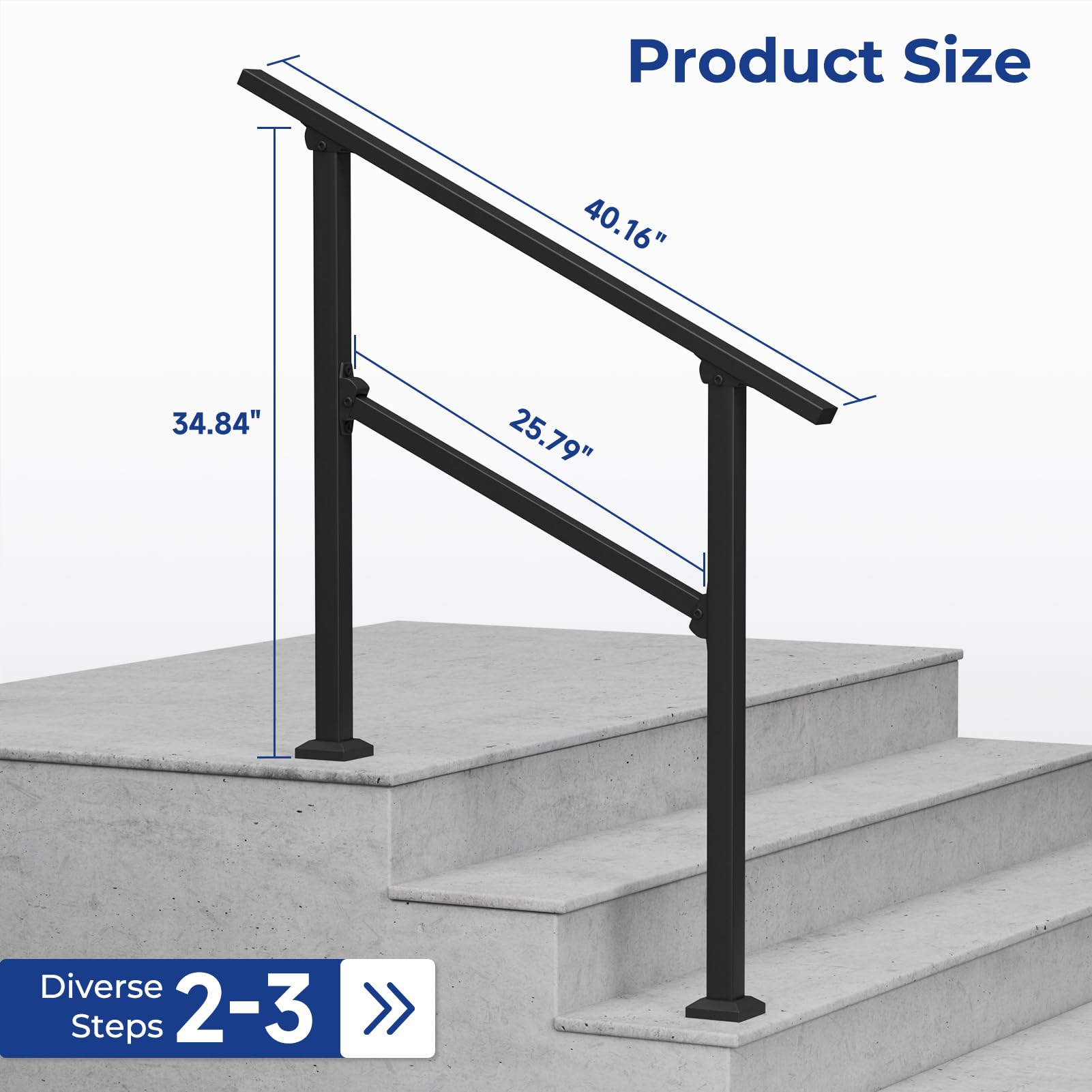 Snapklik.com : 3-Step Handrail For Outdoor Steps, Porch Railing Outdoor ...