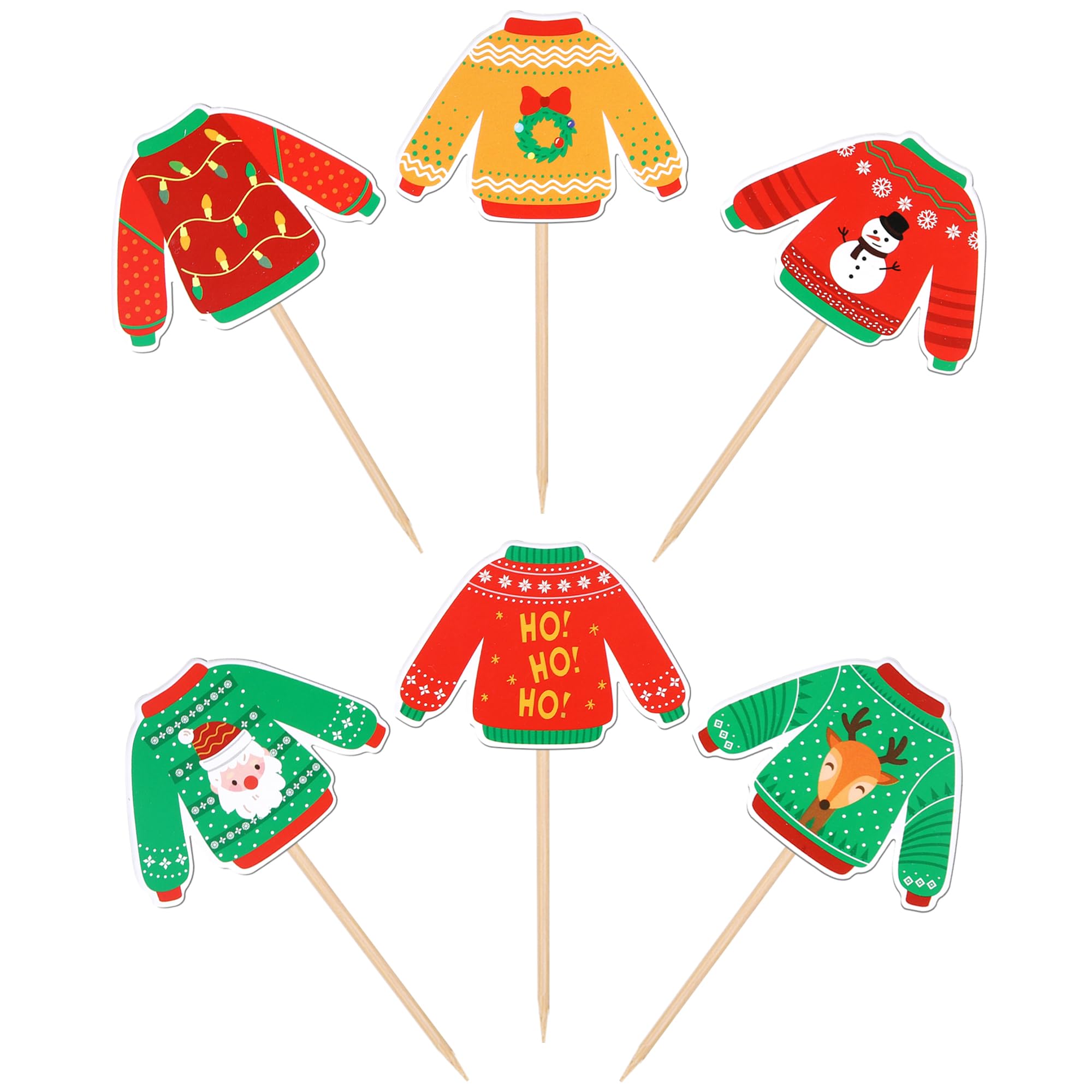 Snapklik.com : 36 PCS Ugly Sweater Cupcake Toppers Merry Christmas ...