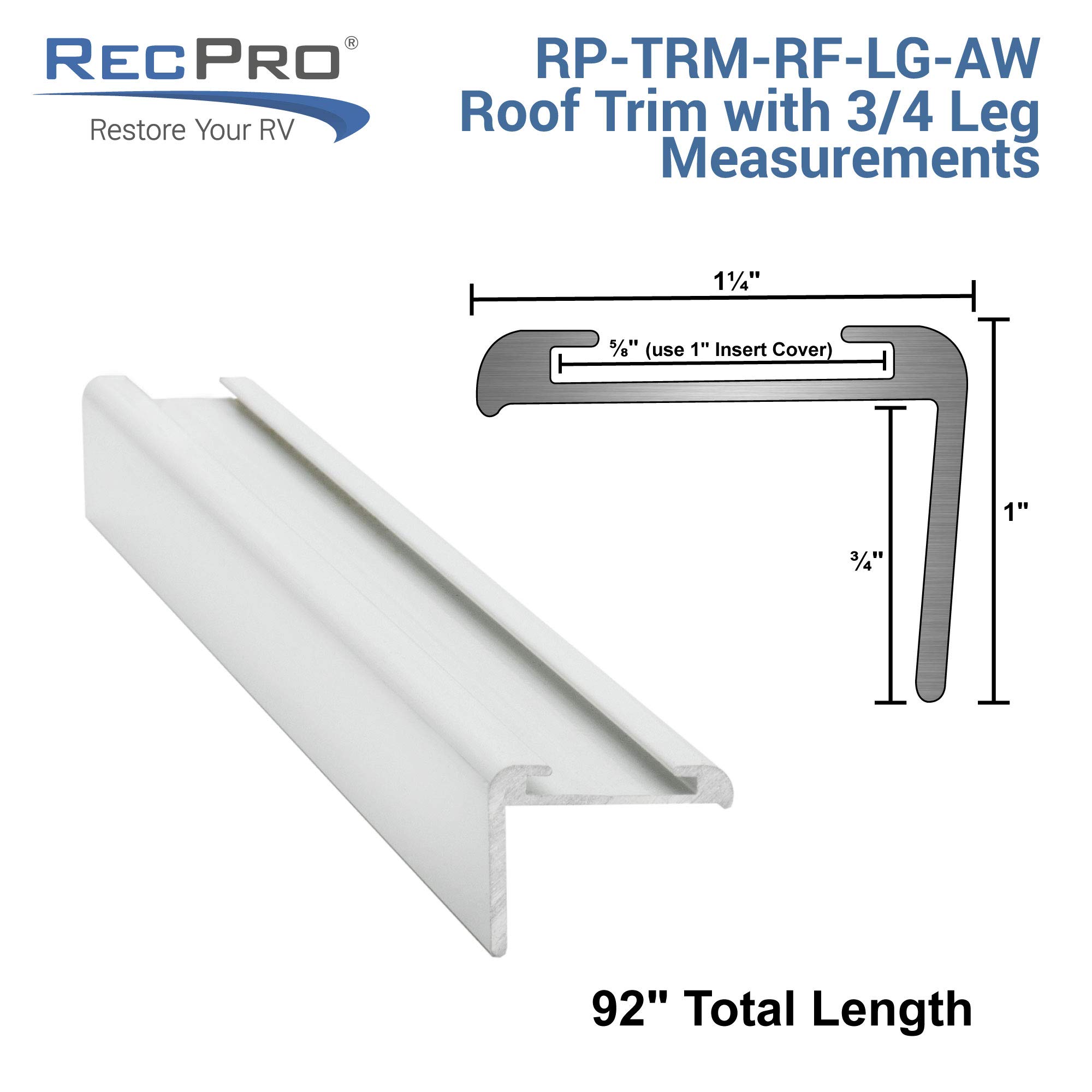 Aluminum Rv Trim Molding Flat Trim Insert Molding, 1 1/4″ X 1/5″ X