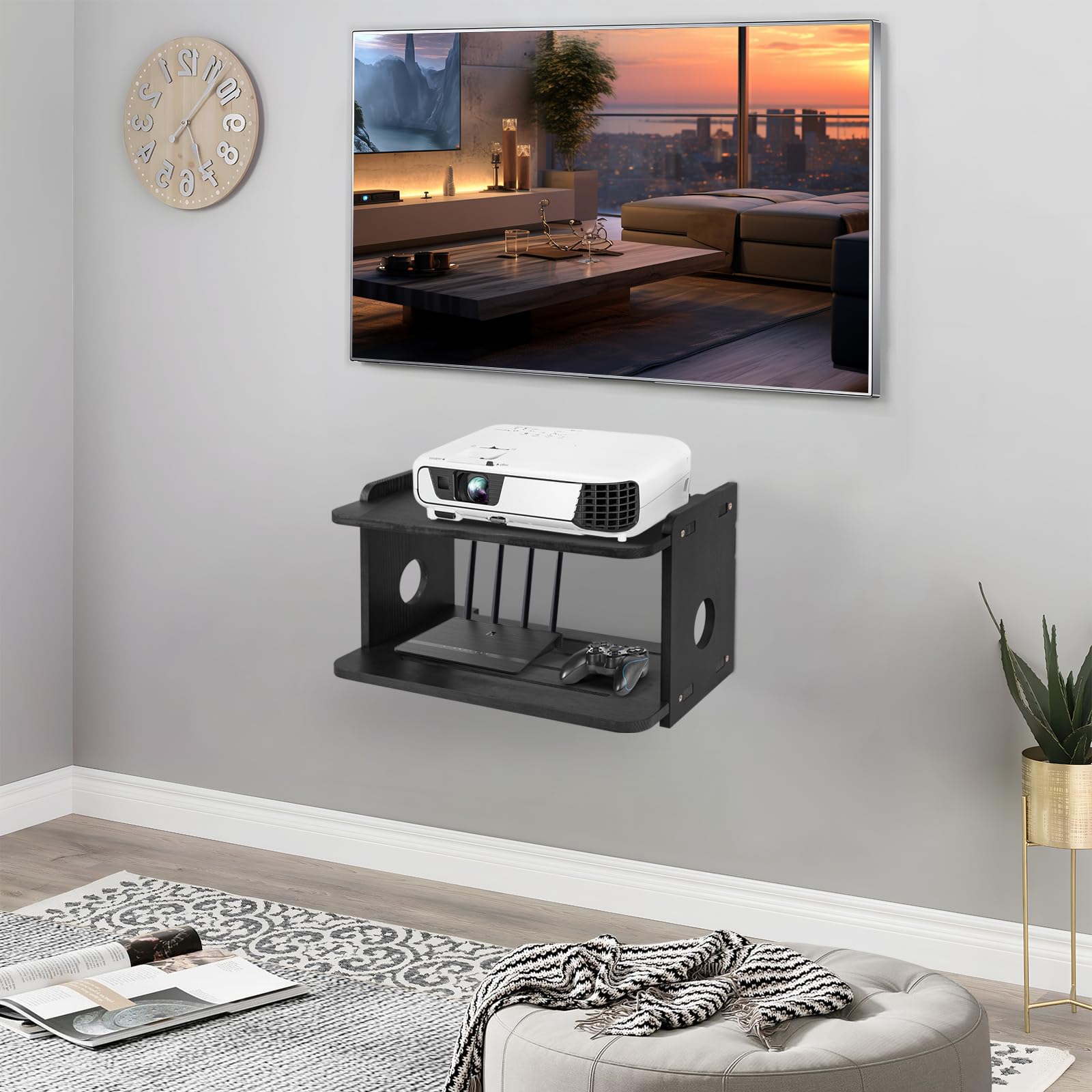 Snapklik.com : Projector Shelf,Projector Wall Mount Floating Shelf ...