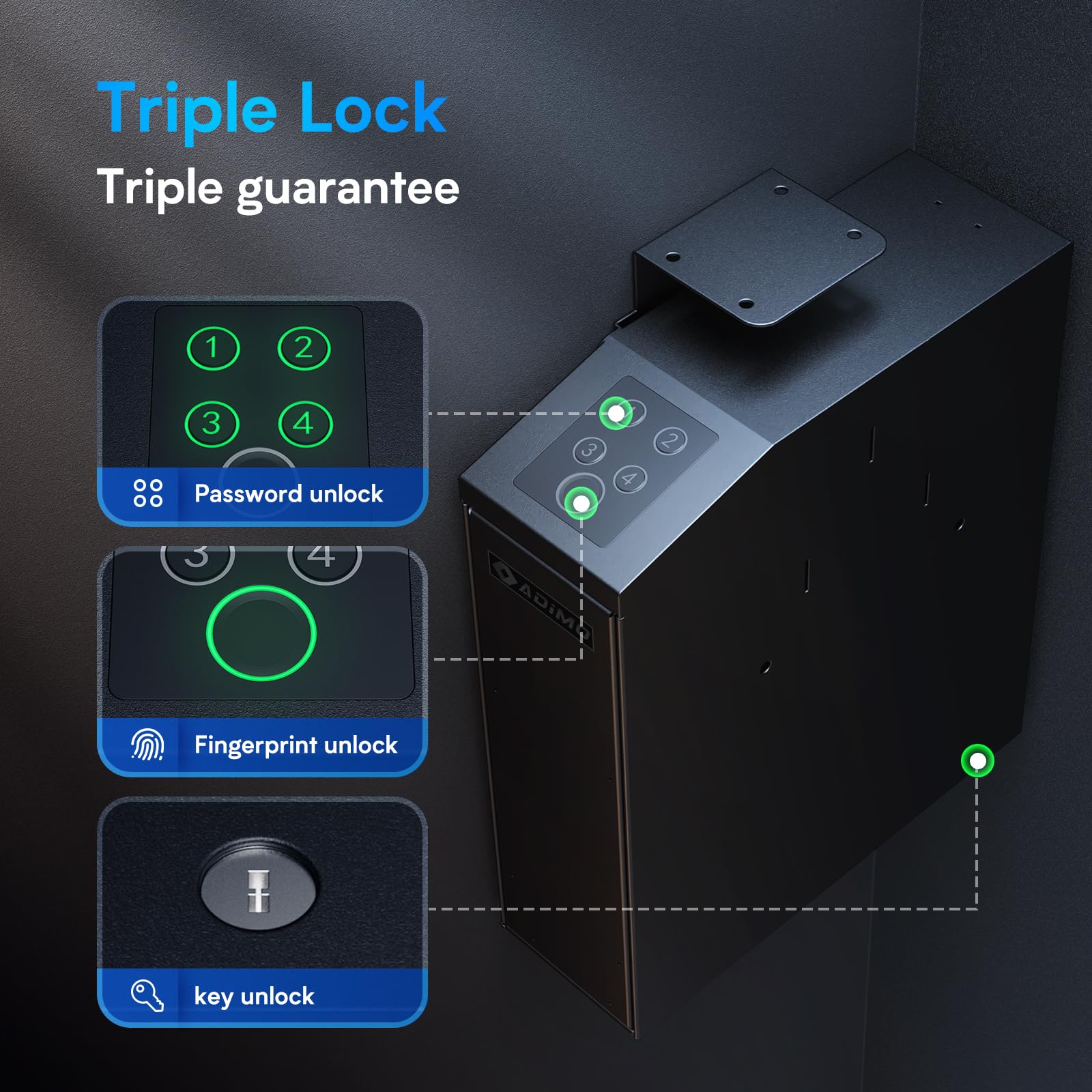 Snapklik.com : Gun Safe, Slider Biometric Gun Safe For Handgun Supports ...