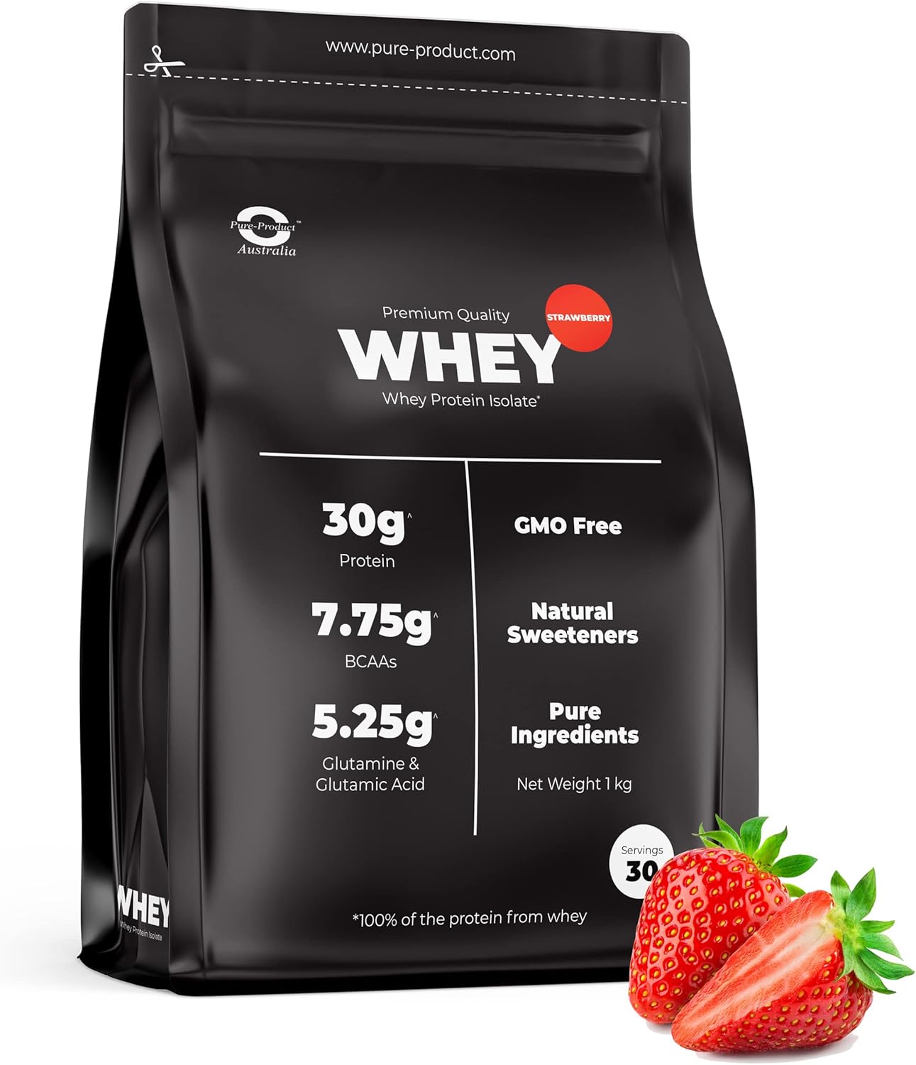 Pure Product Australia Whey Protein Isolate, Strawberry, 1 kilograms ...
