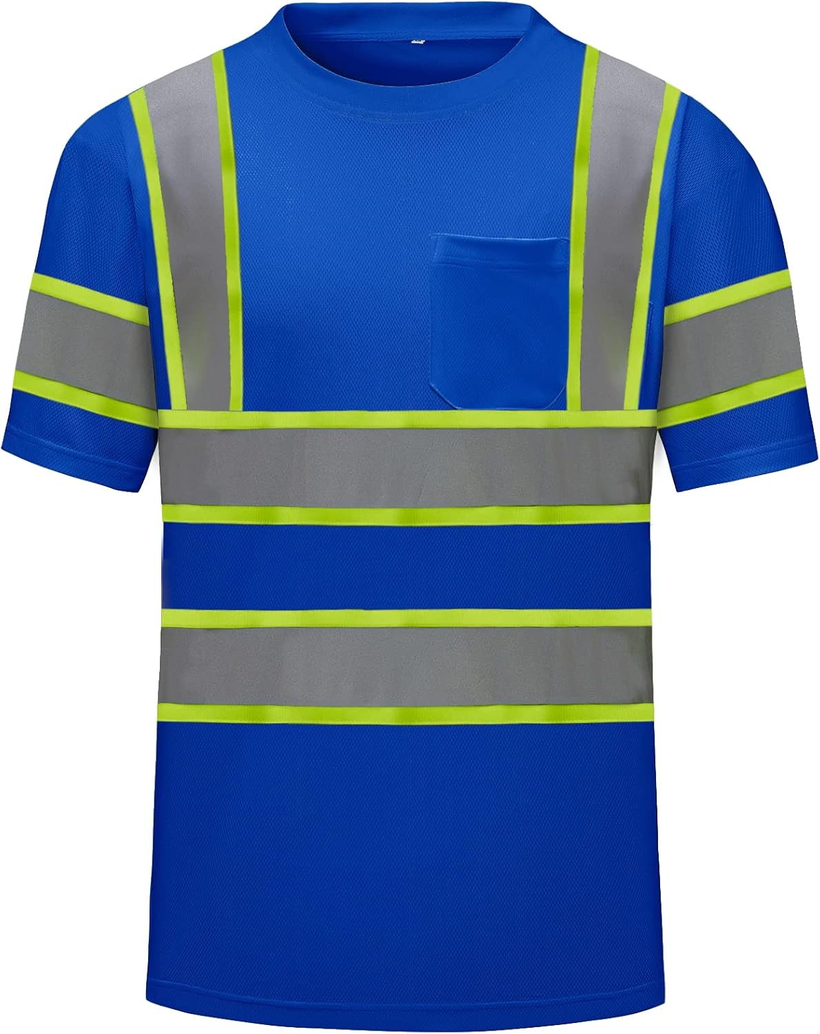 High Visibility Shirts Quick Dry Safety T Shirts with Reflective Strips and Pocket Short Sleeve ...