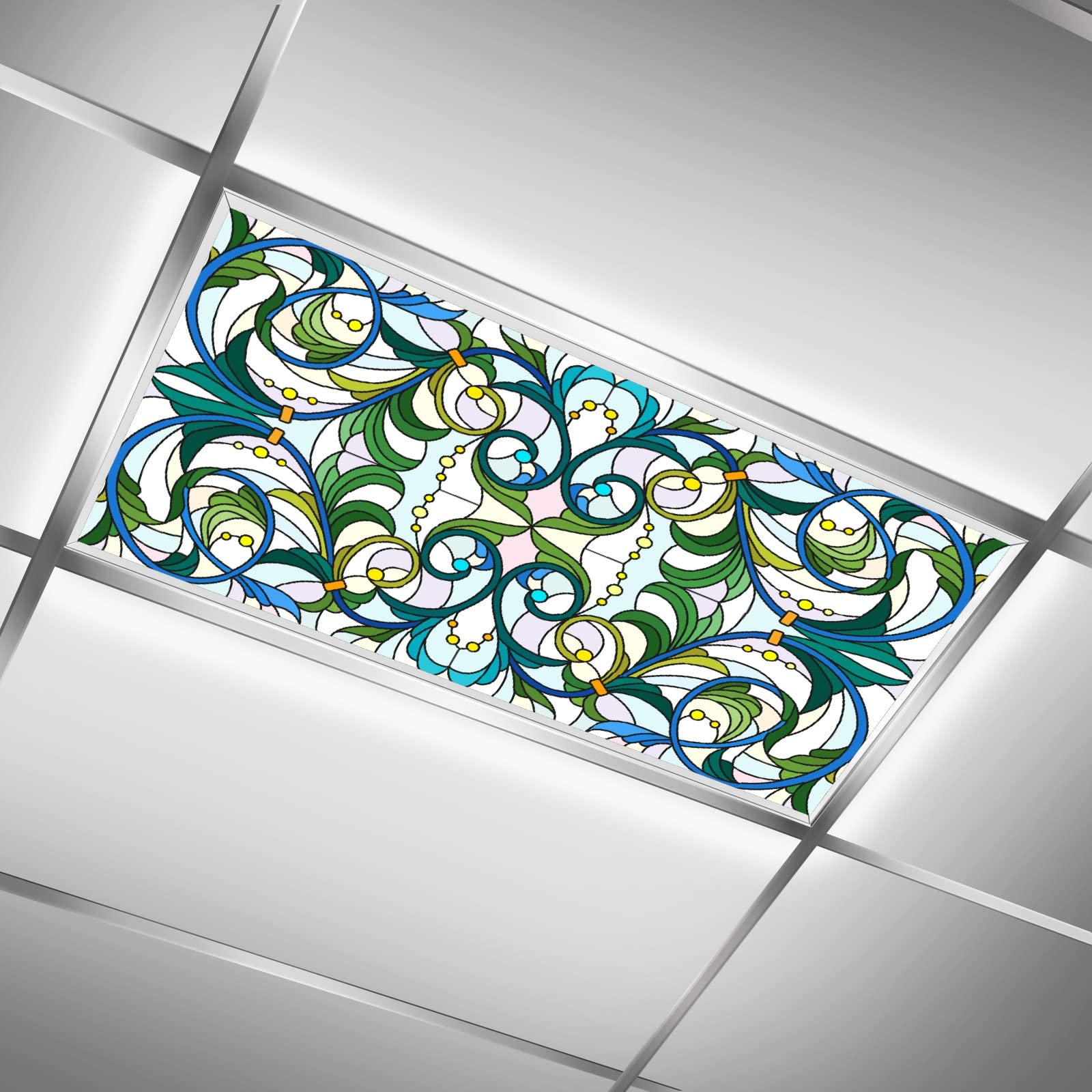 mchuang Stained Glass Flexible Fluorescent Light Cover Films Skylight ...