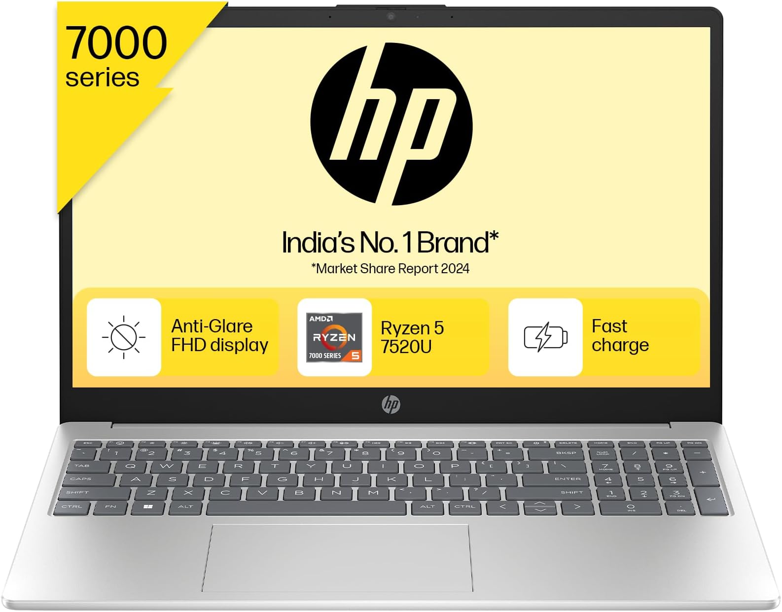 HP Laptop 14, AMD Ryzen 5 7520U, 14-inch (35.6 cm), FHD, 8GB LPDDR5 ...