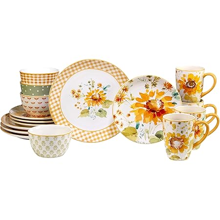 Amazon.com | Certified International Sunflowers Forever 16 Piece ...