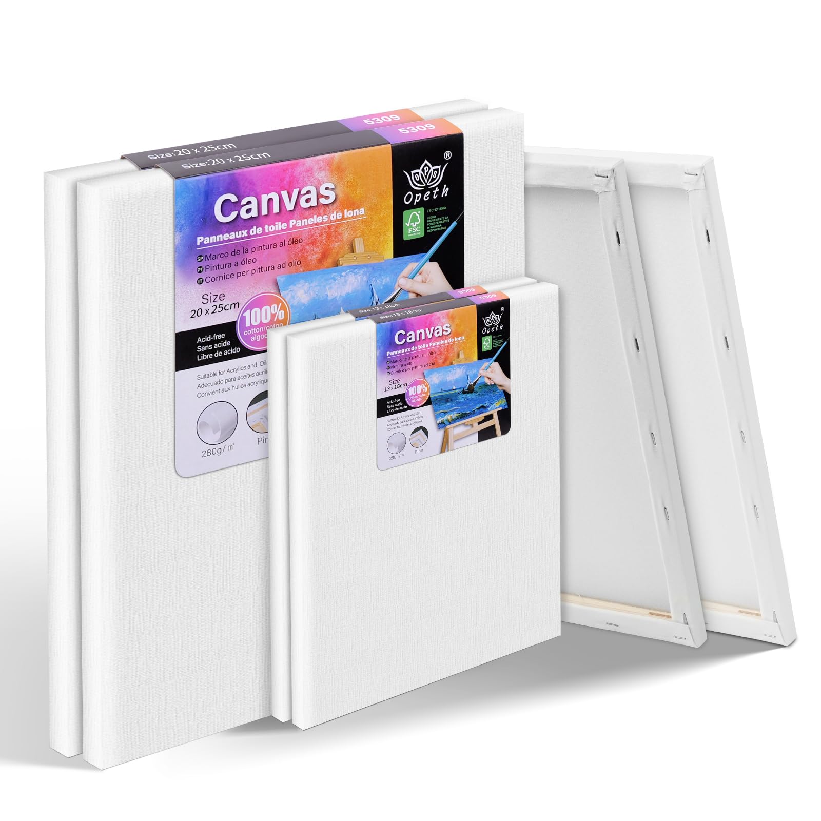 Snapklik.com : Stretched Canvas For Painting, 5x7, 8x10 Inch Multi Pack ...