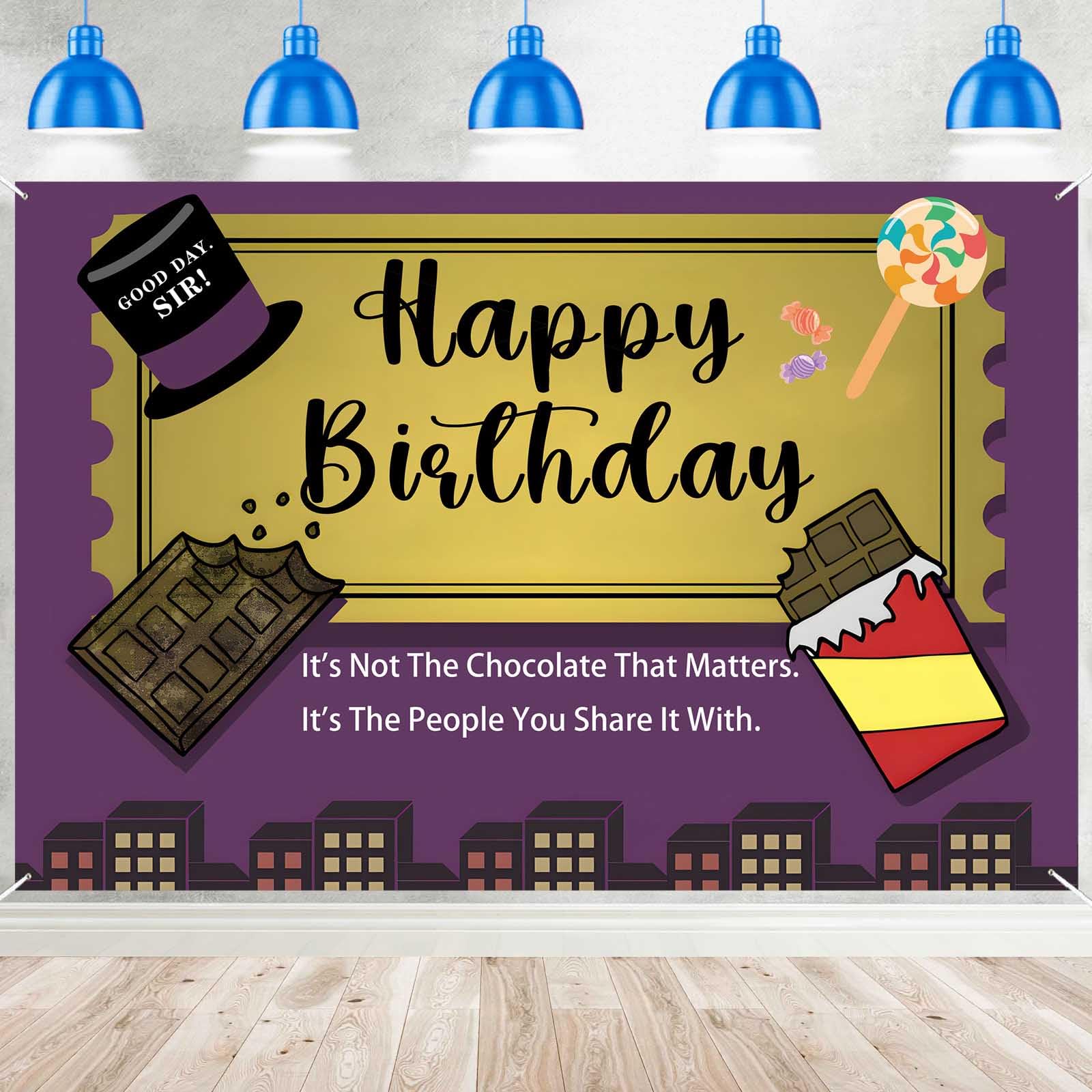 Buy C Golden Ticket Candy Chocolate Happy Birthday Banner Backdrop ...