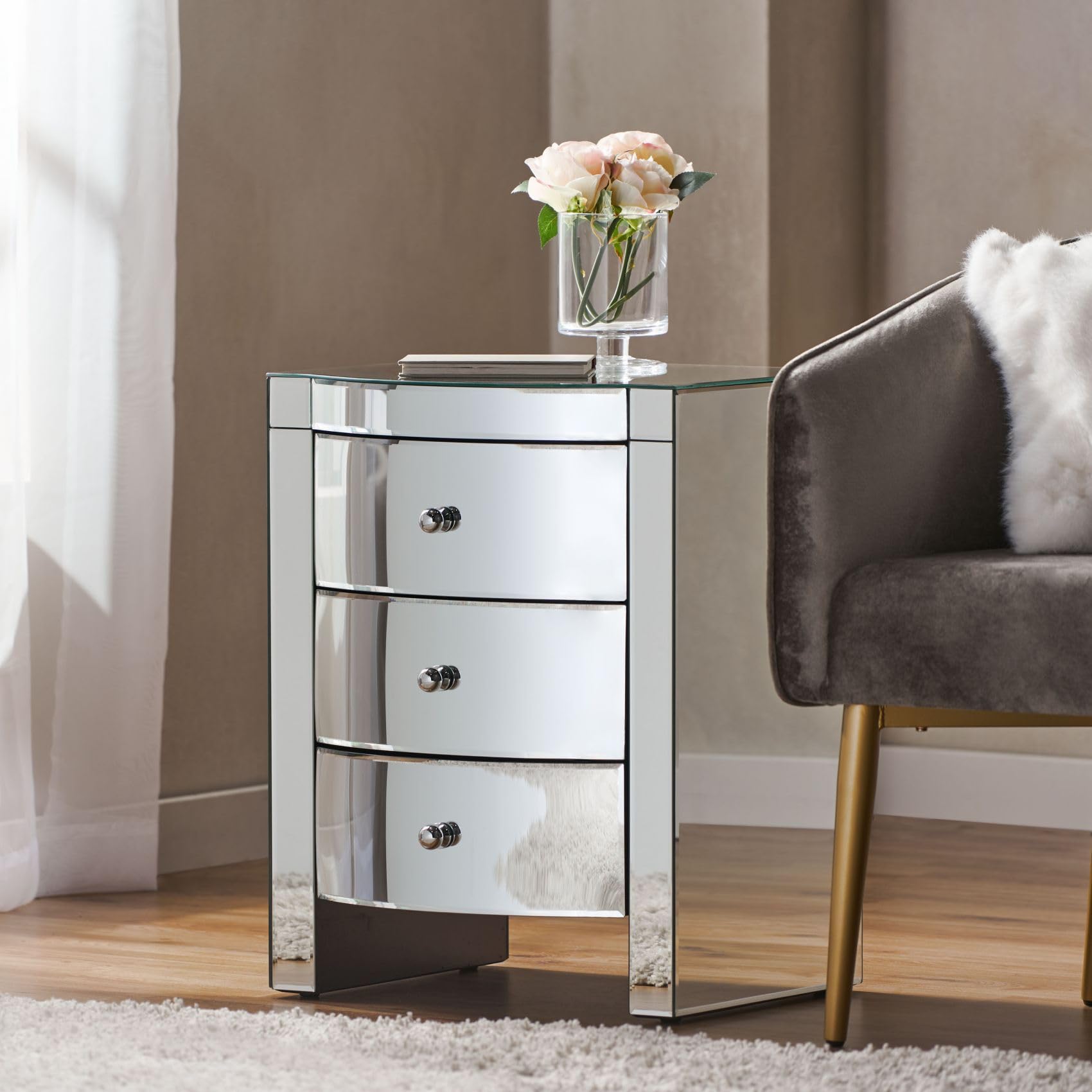 Amazon.com: Merax Mirrored Night Stand, Accent Glass Nightstand Bedside ...