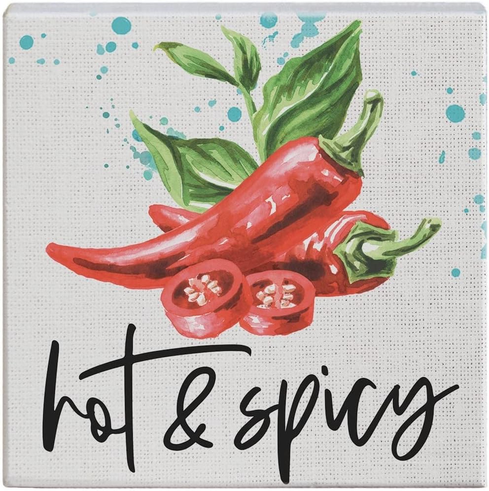 Amazon.com : Wooden Signs With Sayings Hot and Spicy sign - Small size ...