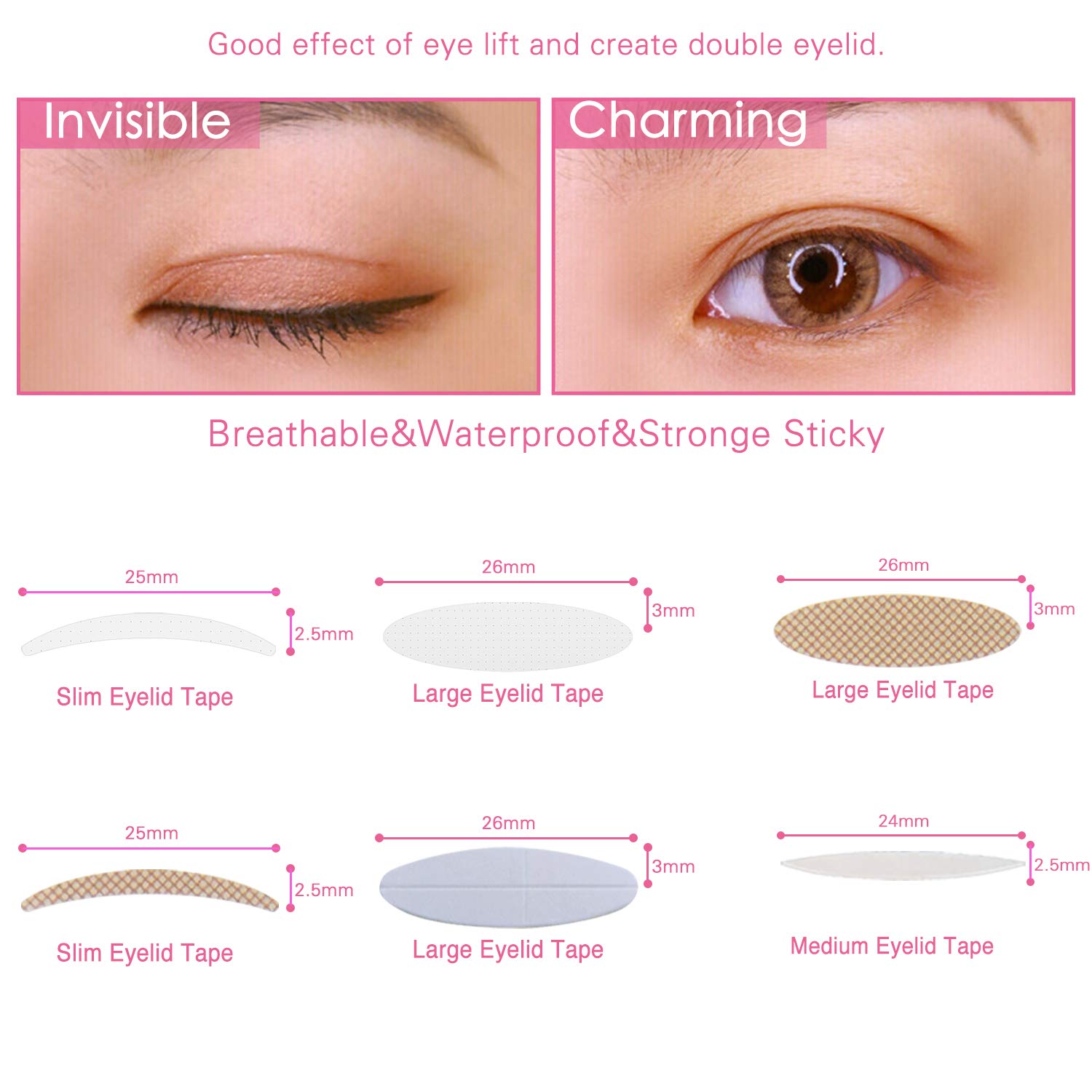 Buy 5 kinds Invisible Eyelid Tapes Stickers, Medical-use Fiber Eyelid ...