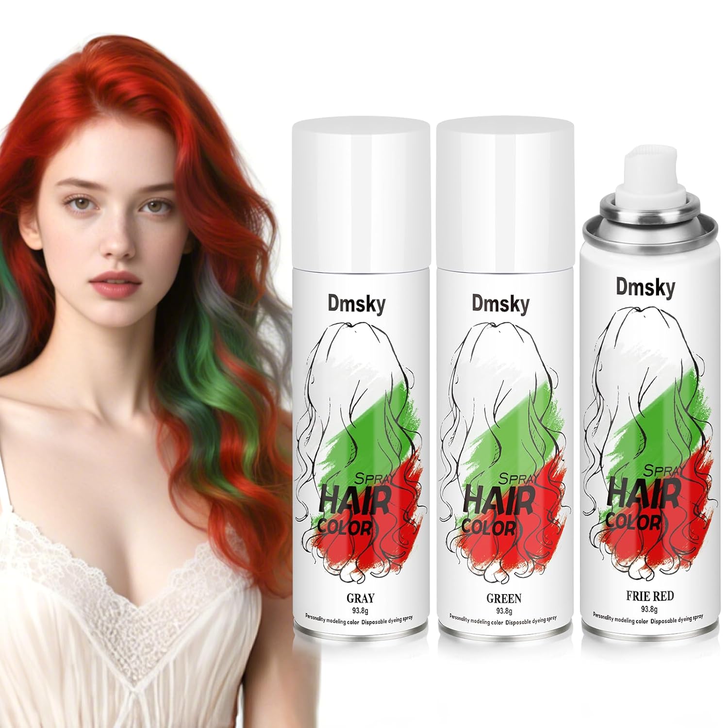 Amazon.com : Temporary Hair Color Spray 3 Pack, Silver, Jaguar Green ...