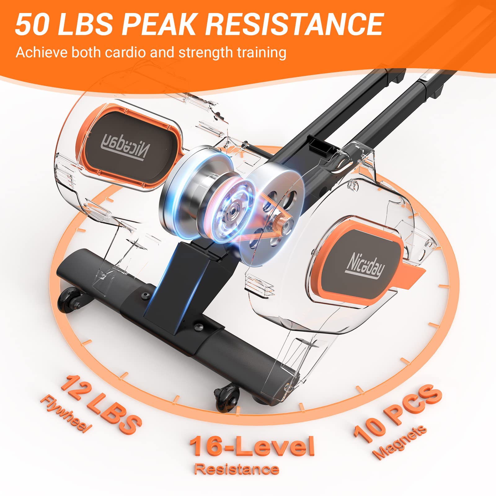 Snapklik.com : Niceday Magnetic Rowing Machine For Home Exercise, Rower