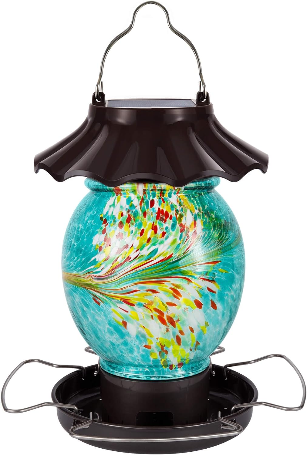Amazon.com : LUJII Solar Bird Feeder for Outdoors Hanging, Hand Blown ...