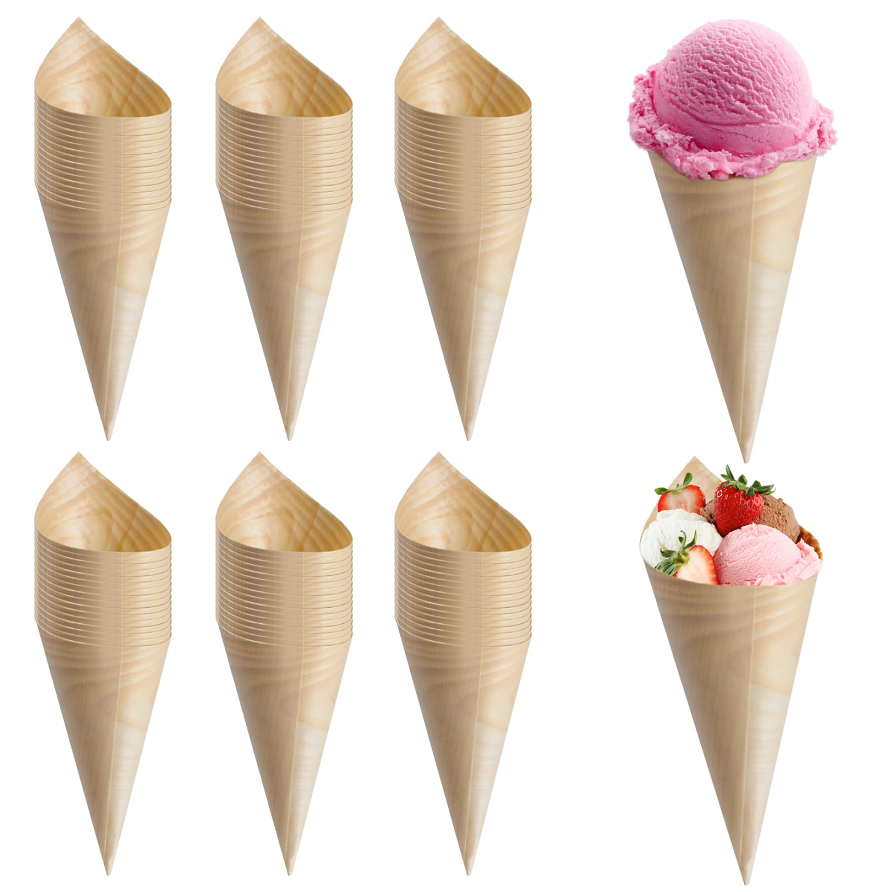 Snapklik.com : Mini Ice Cream Cones, Charcuterie Cones, 100PCS 7.1 Inch ...