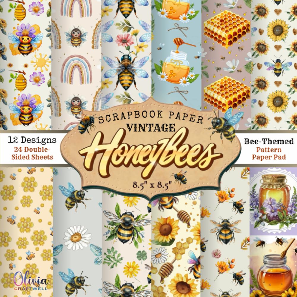 Vintage Bee Scrapbook Paper: 24 Double-Sided Bee-Themed Craft Papers ...