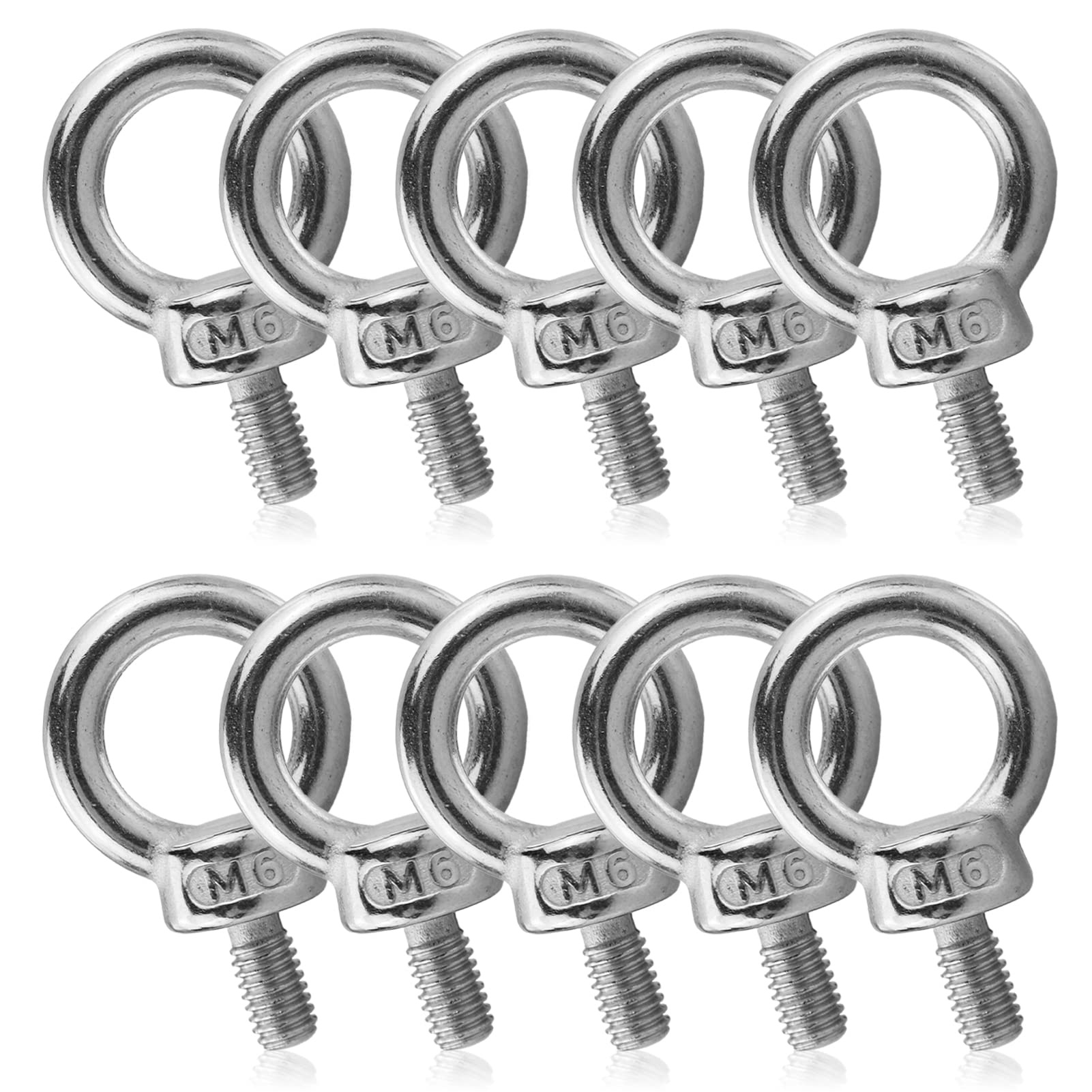 M6 Lifting Eye Bolt 10Pcs,304 Stainless Steel Lifting Ring Eye Bolts ...
