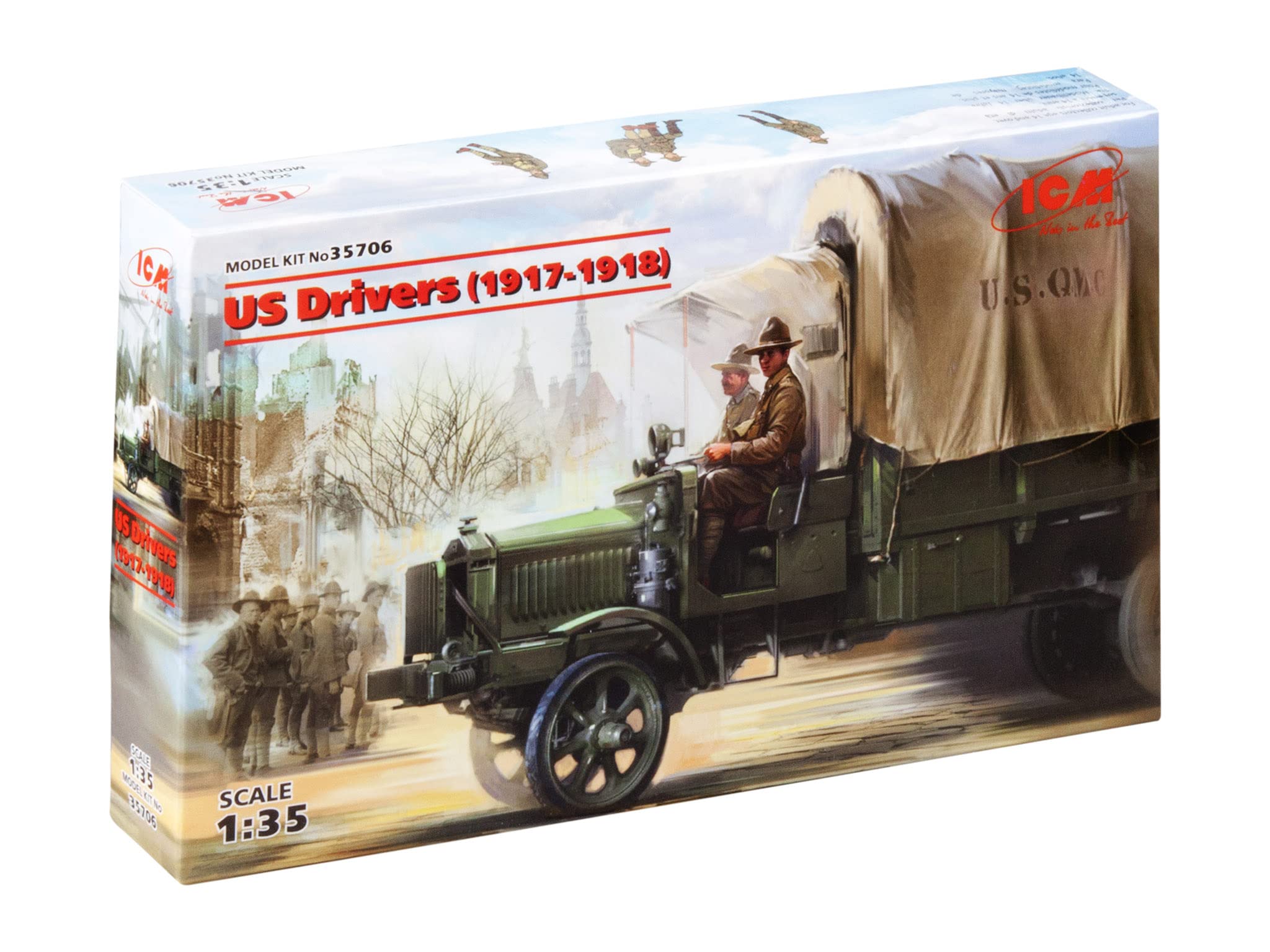 Amazon.com: ICM 35706 Plastic Military Figure Kit US Drivers (1917-1918 ...