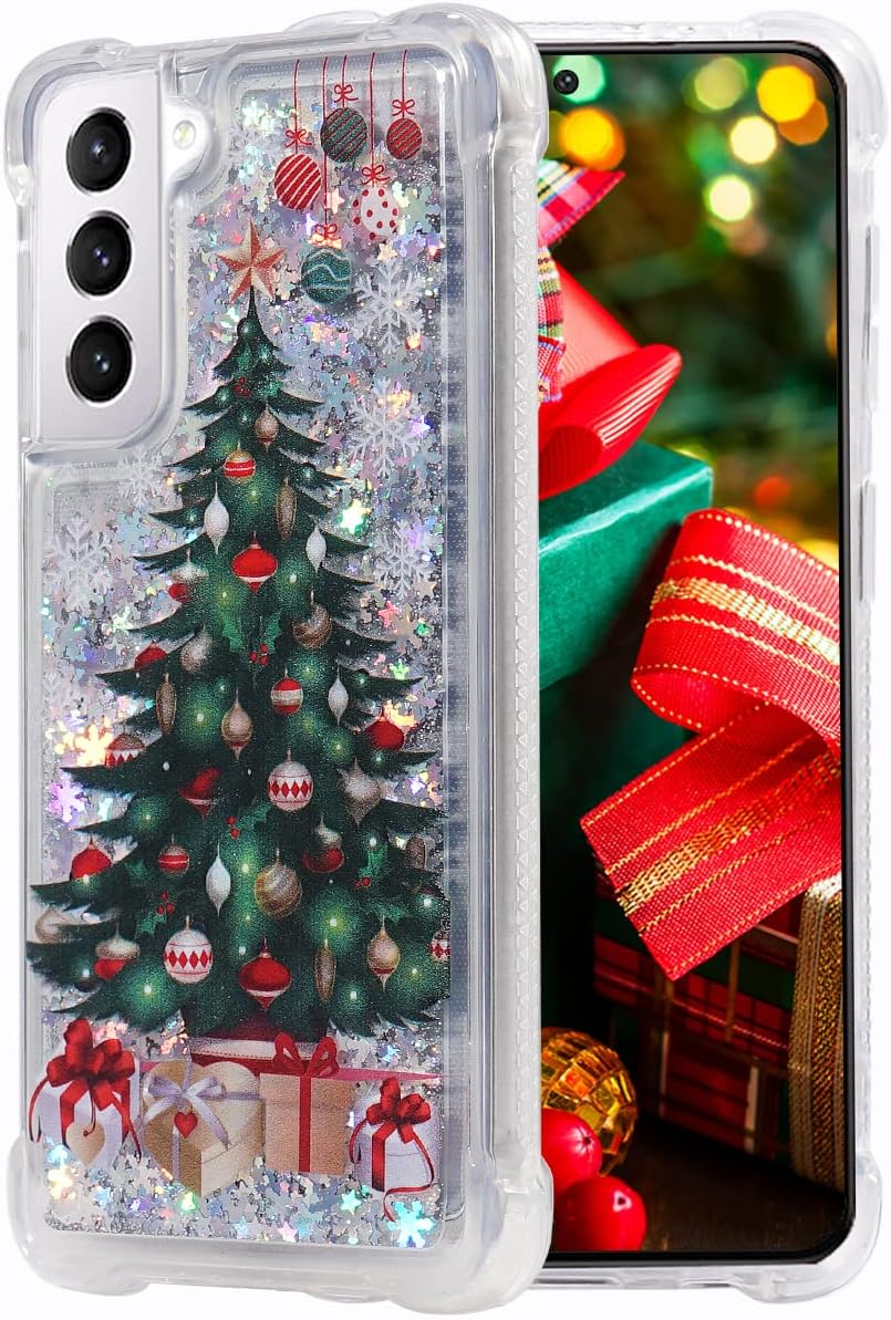 Amazon.com: Flocute Galaxy S22 Case, Galaxy S22 Glitter Case Christmas ...
