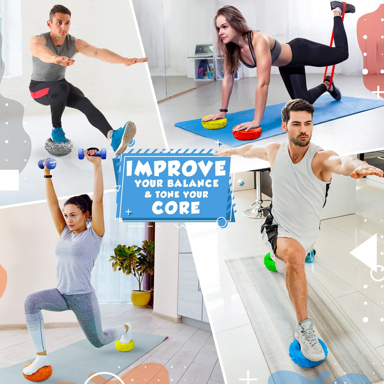 Snapklik.com : Yes4All Hedgehog Balance Pods For Exercise, Core Body ...