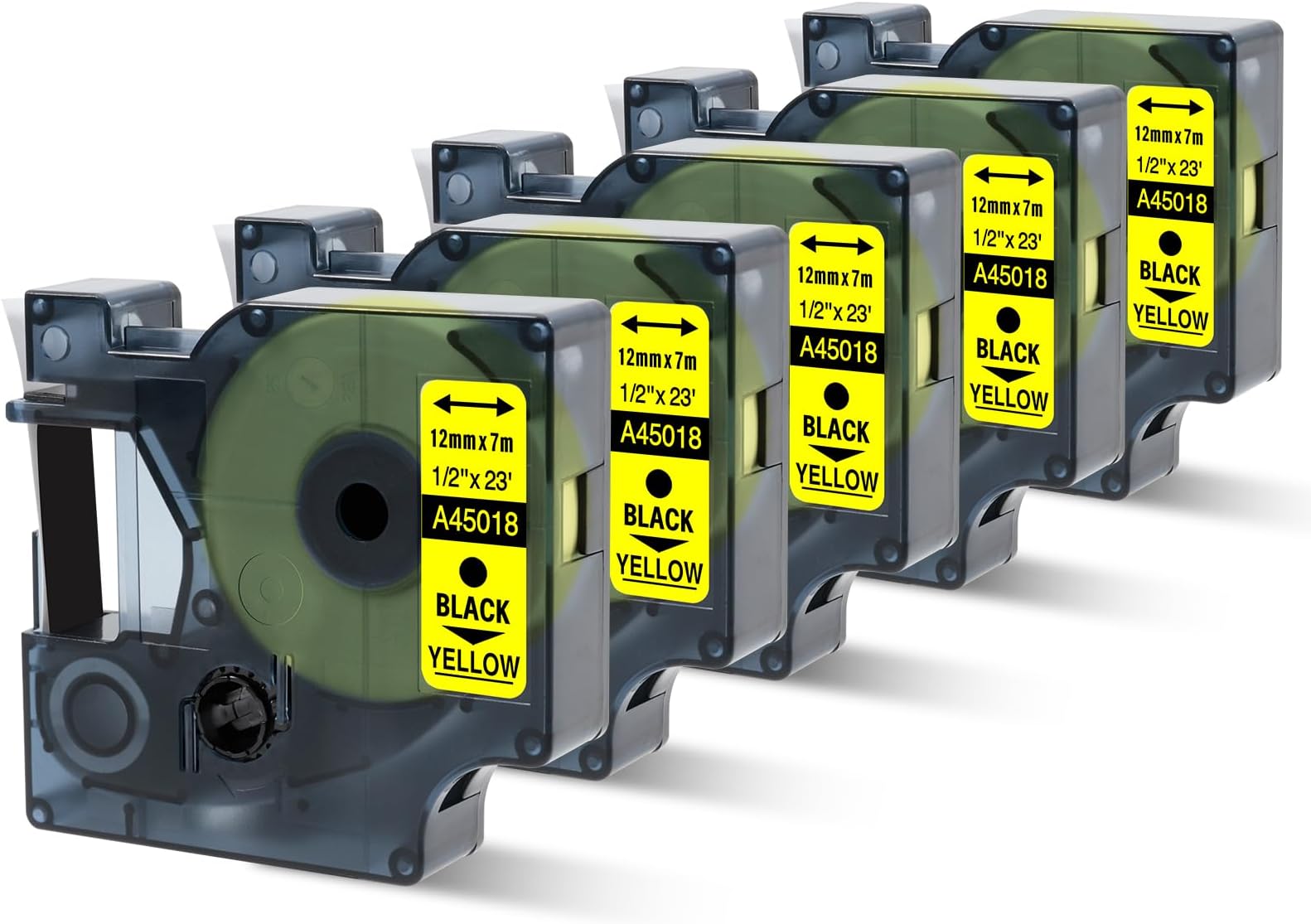 Oozmas Label Tape Replacement for Dymo D1 Tape 45018 12mm x 7m Black on ...