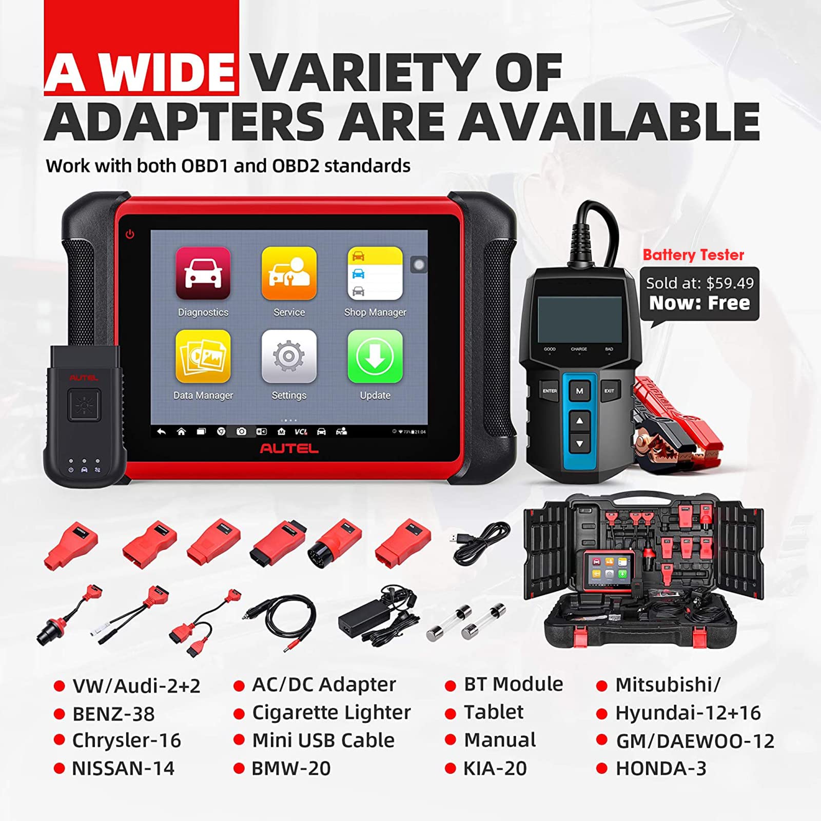 Buy Autel Scanner MaxiCOM MK906BT with Battery Tester, 2022 Updated of ...