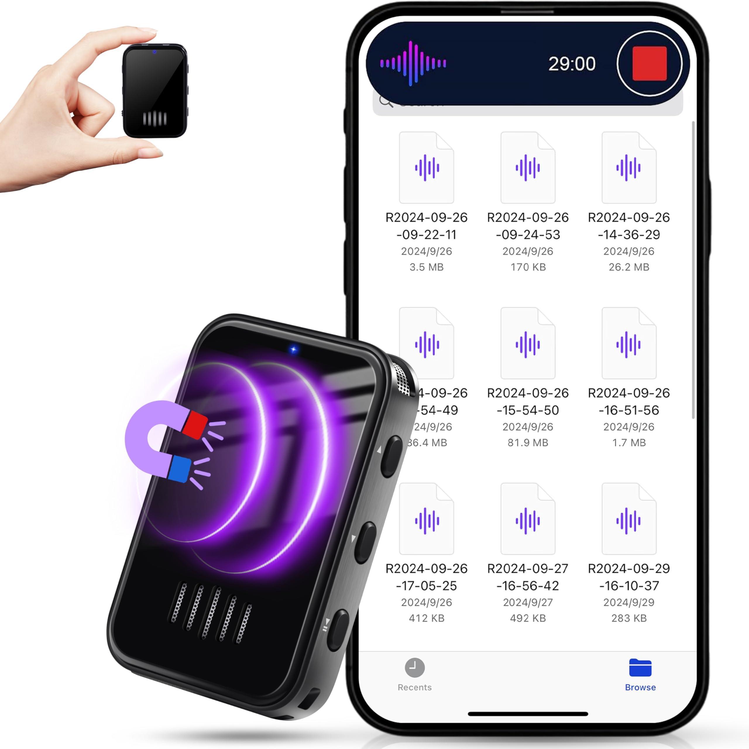 Amazon.com: yvn 128GB Digital Voice Recorder - Voice Activated Recorder ...