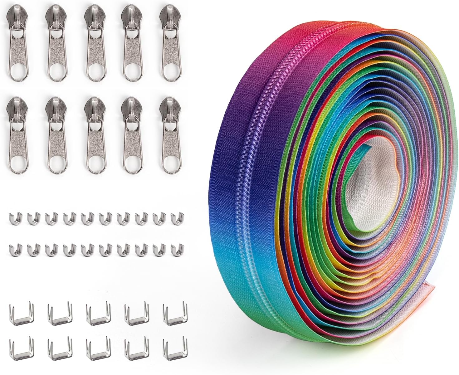 Amazon.com: 1pc, 4.5 Meter Long Color Gradient Nylon Zipper, Detachable ...