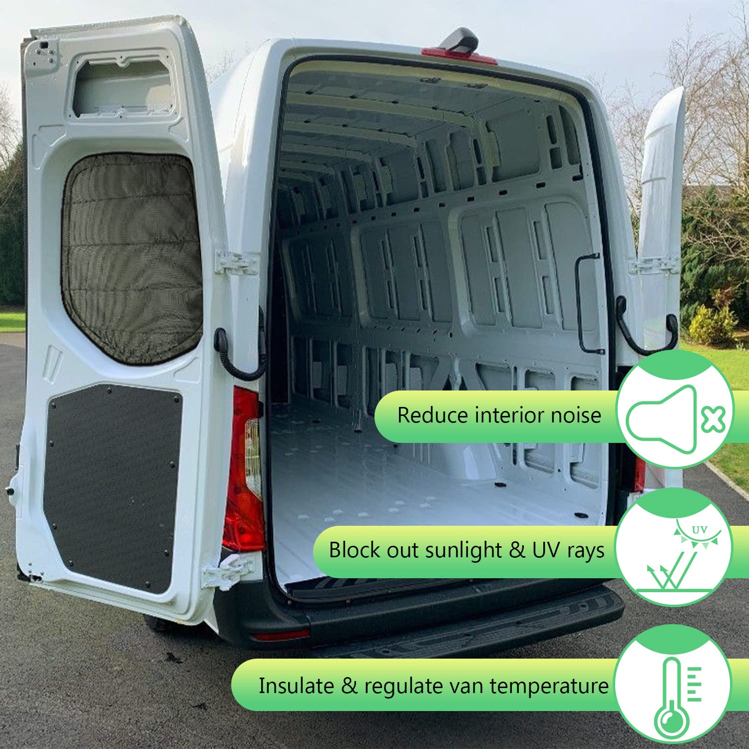 for Mercedes-Benz Sprinter Cargo Van 2019+ Insulated Blackout Rear Door ...