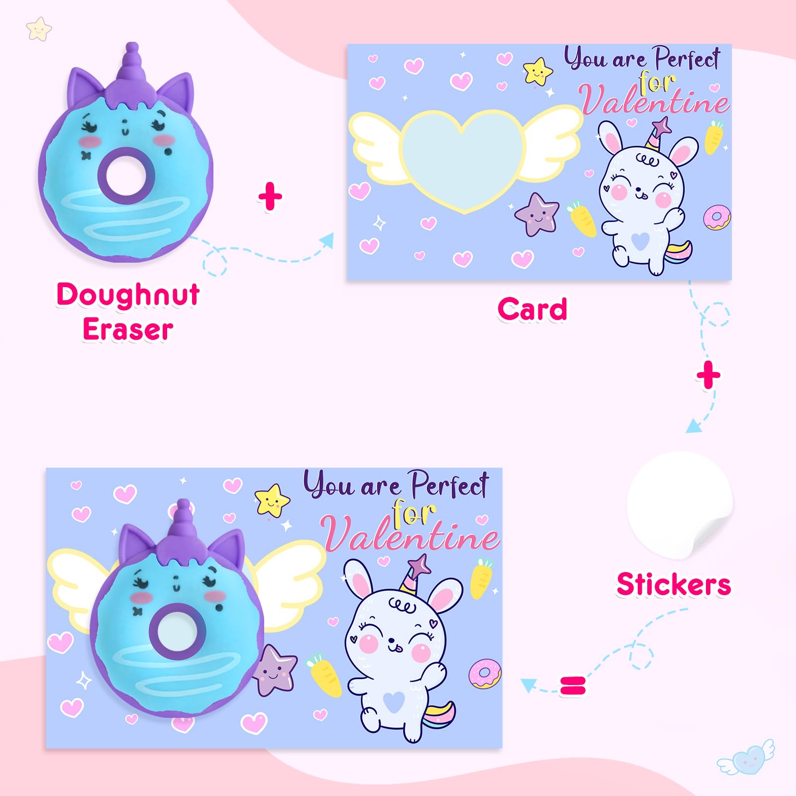 Snapklik.com : 30 Pack Valentines Day Cards For Kids Classroom, Donut ...