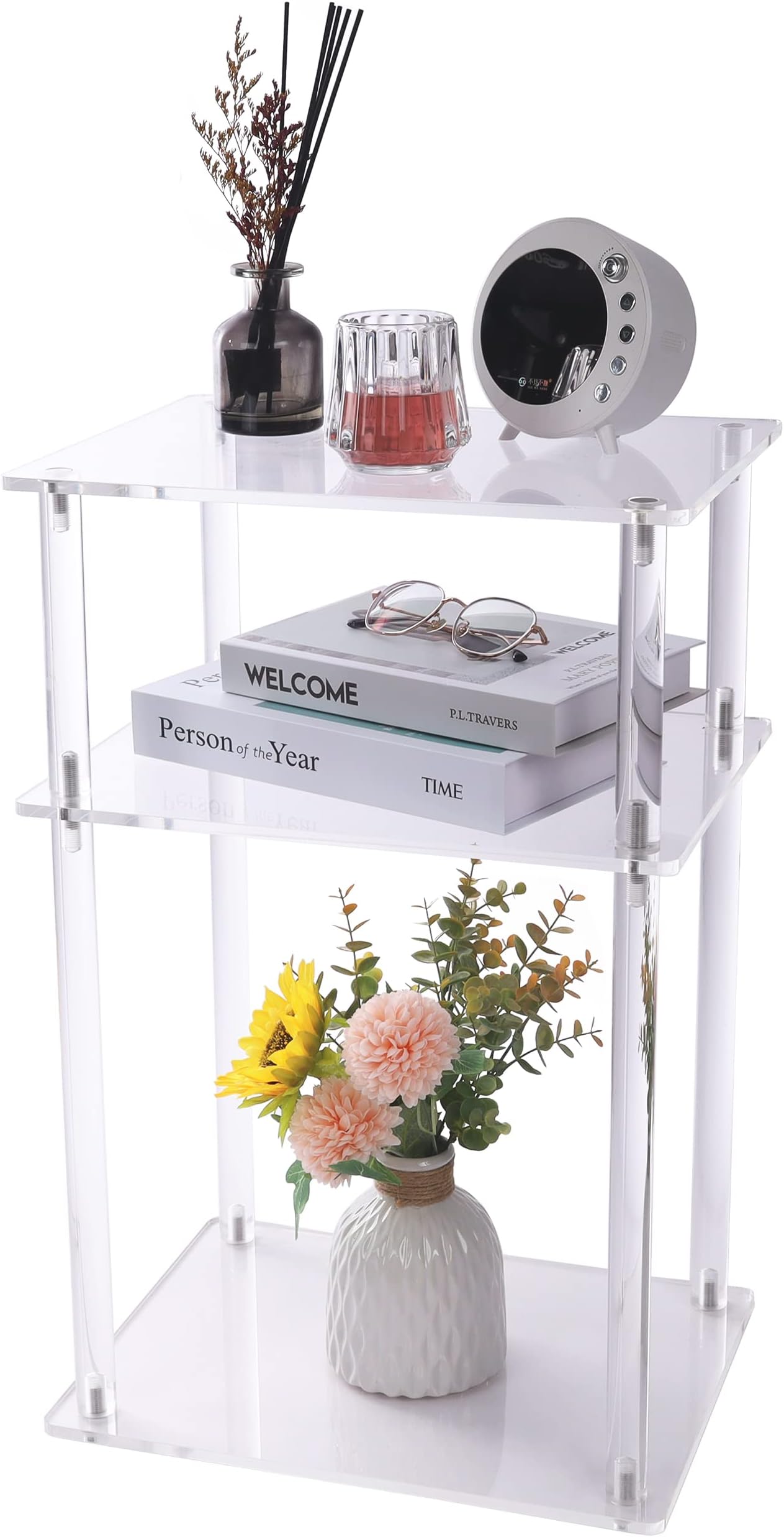 Amazon.com: Acrylic Round Side Table, Modern Clear End Table Set of 2 ...