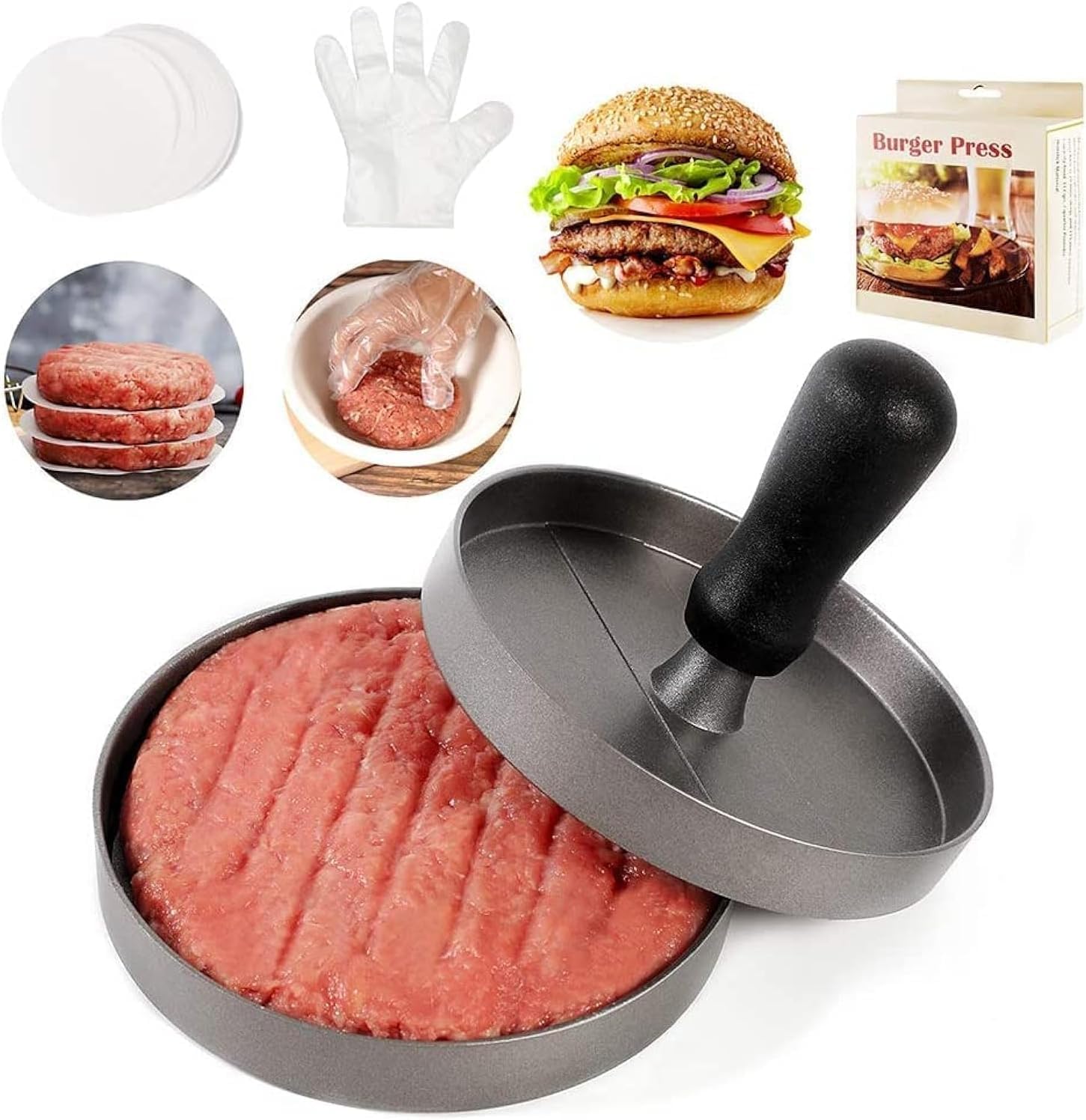 Amazon.com: BUDOBEG Hamburger Press Patty Maker for 1/4 to 1/2 Lb ...