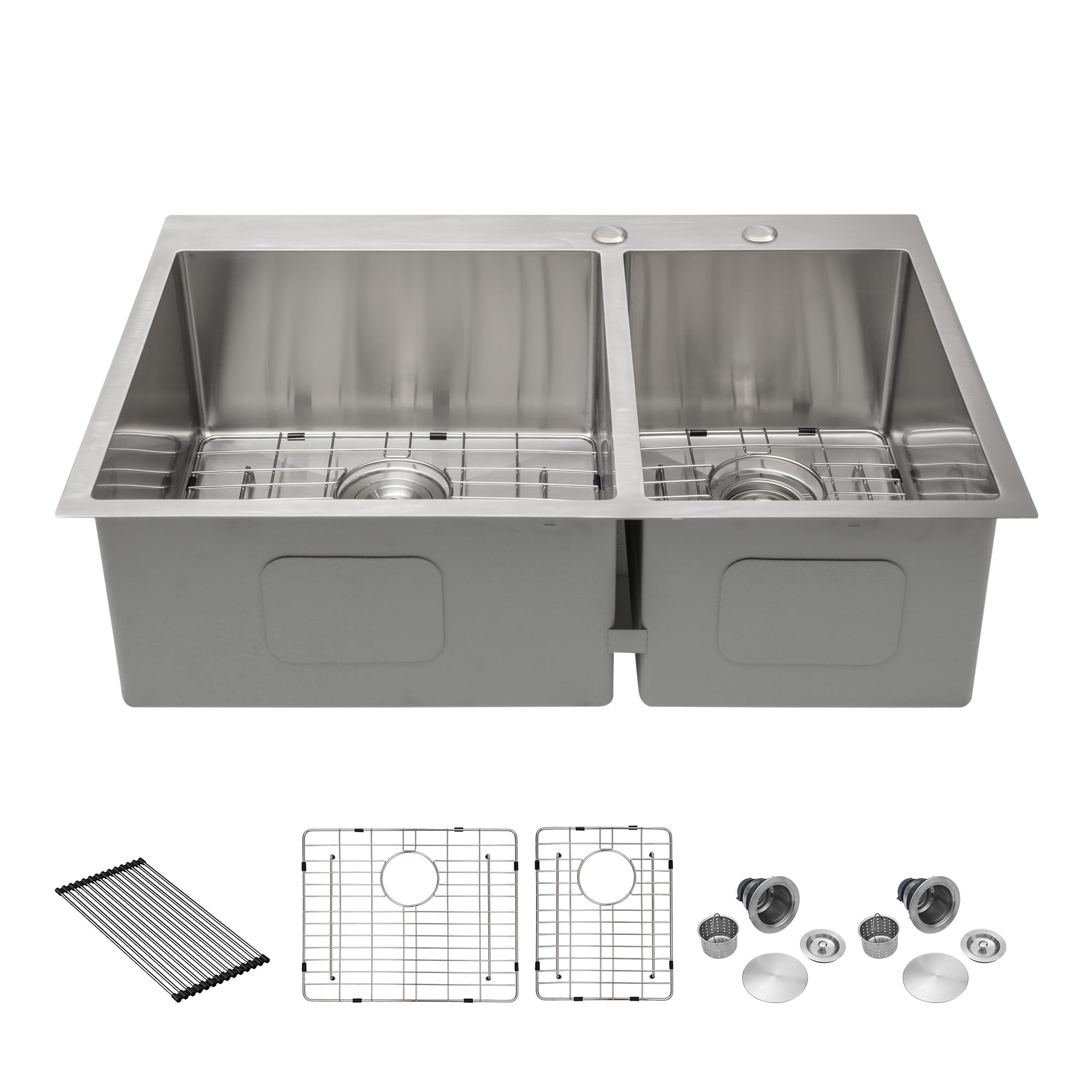 Sarlai 33 Inch Kitchen Sink Drop In Double Bowl- 33x22 Inch Drop ...