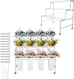 Amazon.com : White Flower Display Stand, 3 Layers Flower Cart with ...