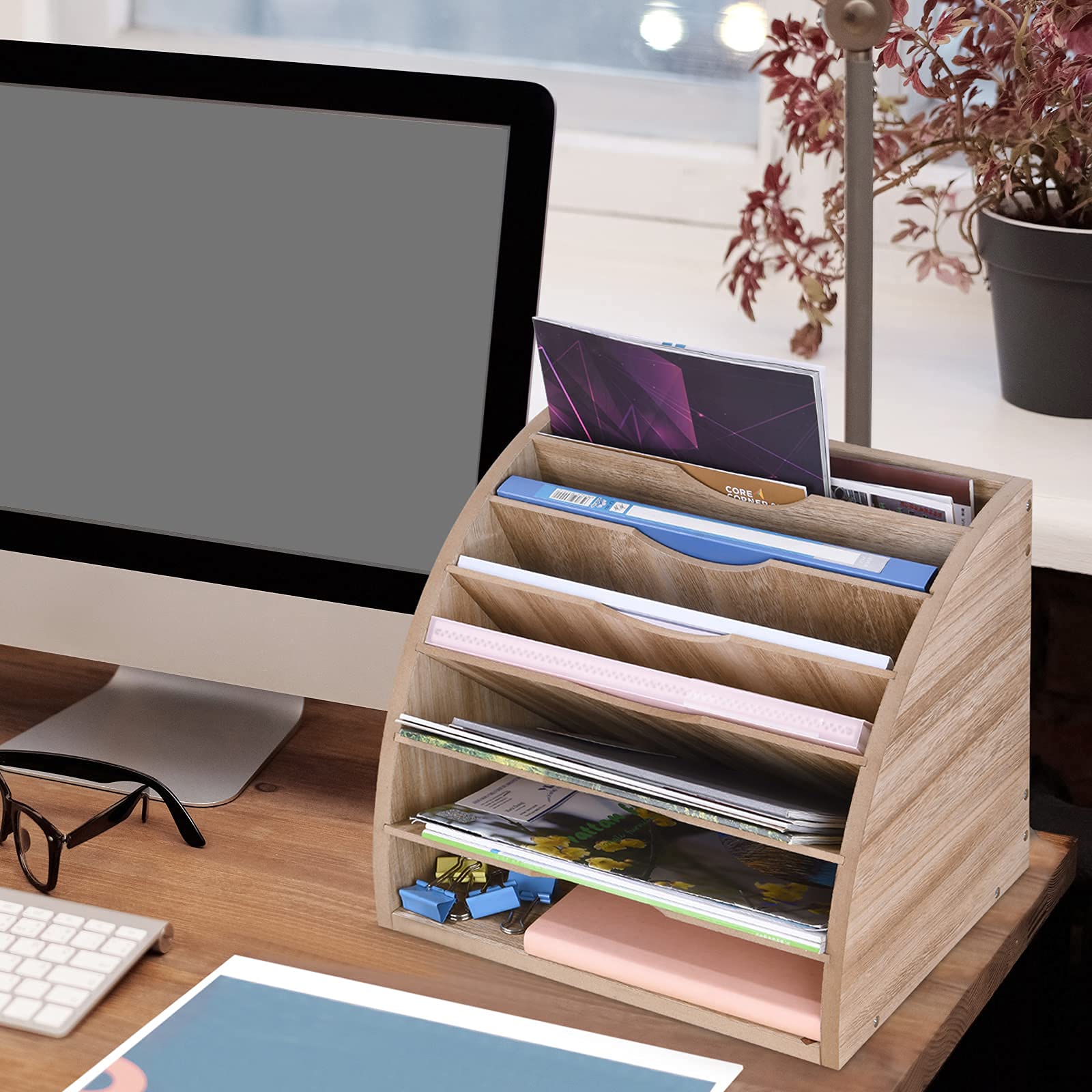 Snapklik.com : WuGeShop Fan Shaped File Organizer, 7 Tier Desk Paper ...