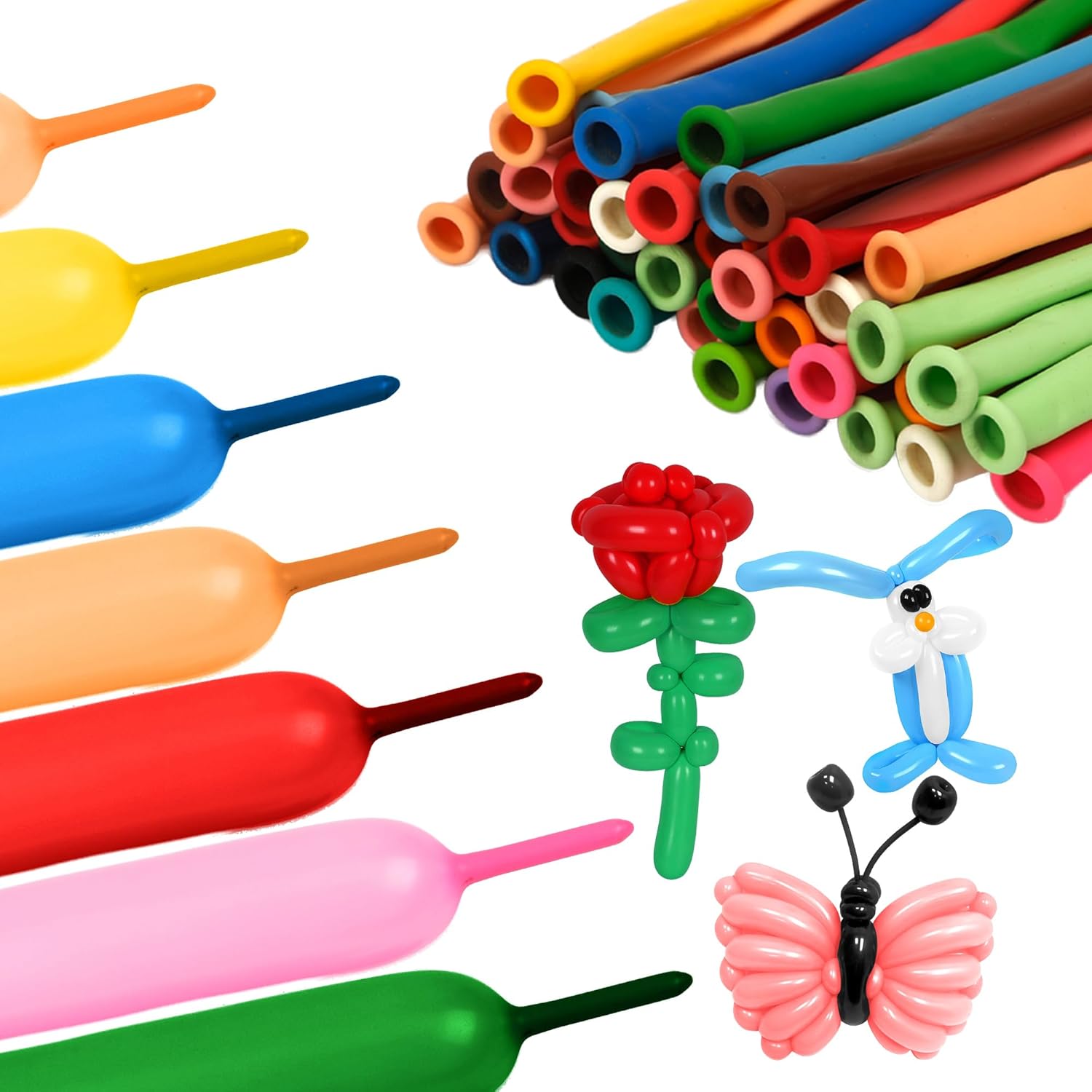Amazon.com: Viksio 260 Balloons, 50 pcs, Long Balloons, Animal Balloons ...