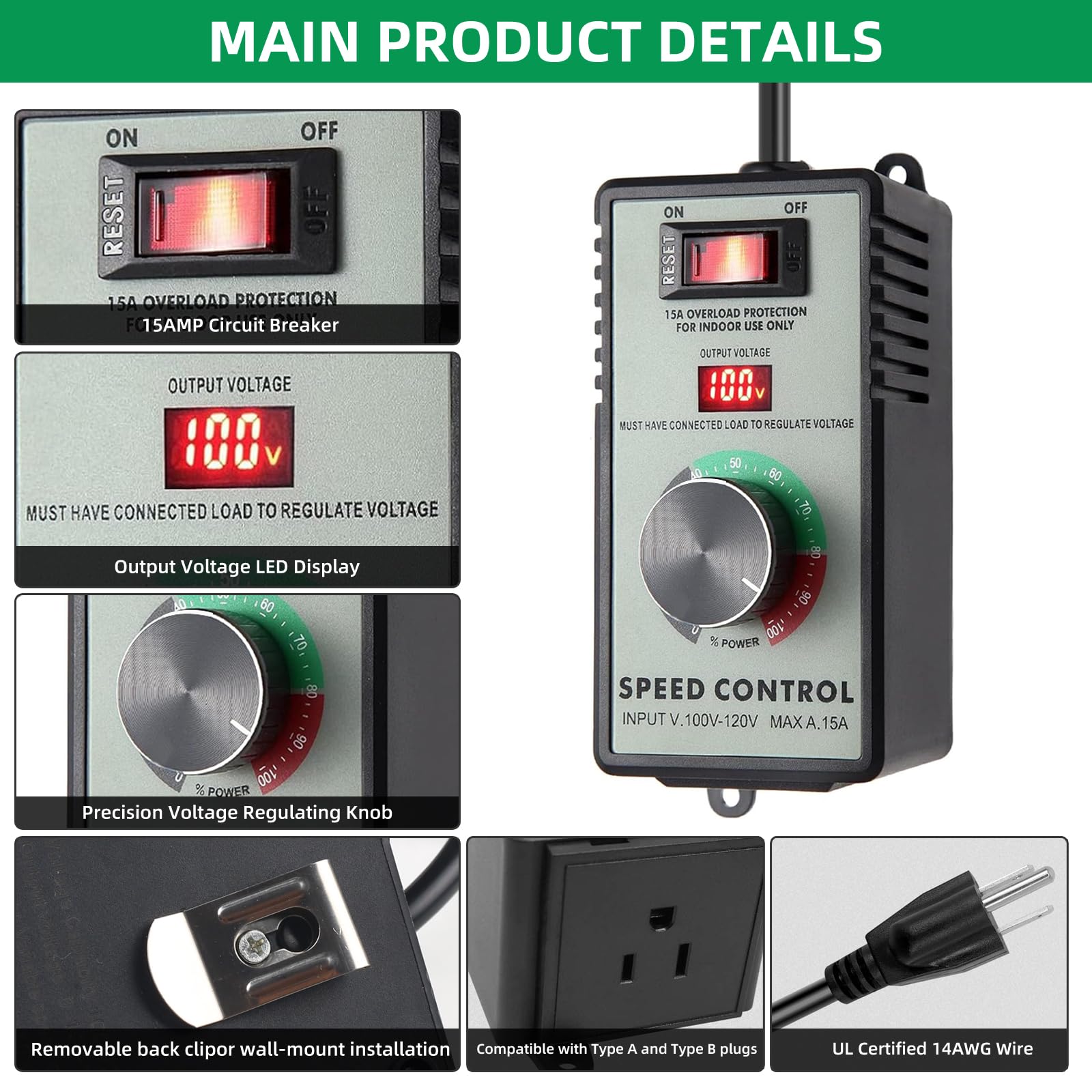Snapklik.com : AC Motor Speed Controller 120V Fan Voltage Regulator ...