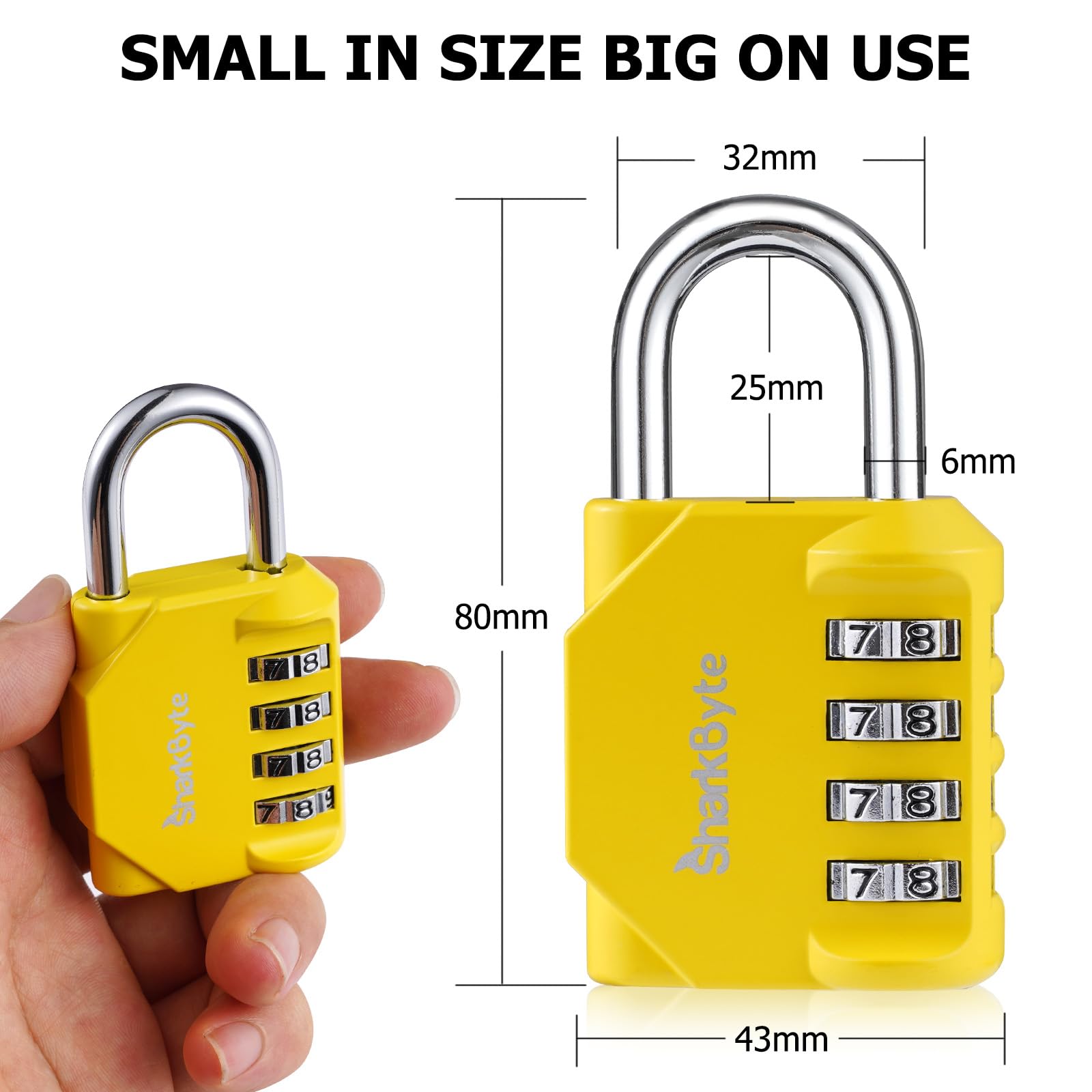 SharkByte Combination Padlock, 4-Dial Heavy Duty Combination Lock ...