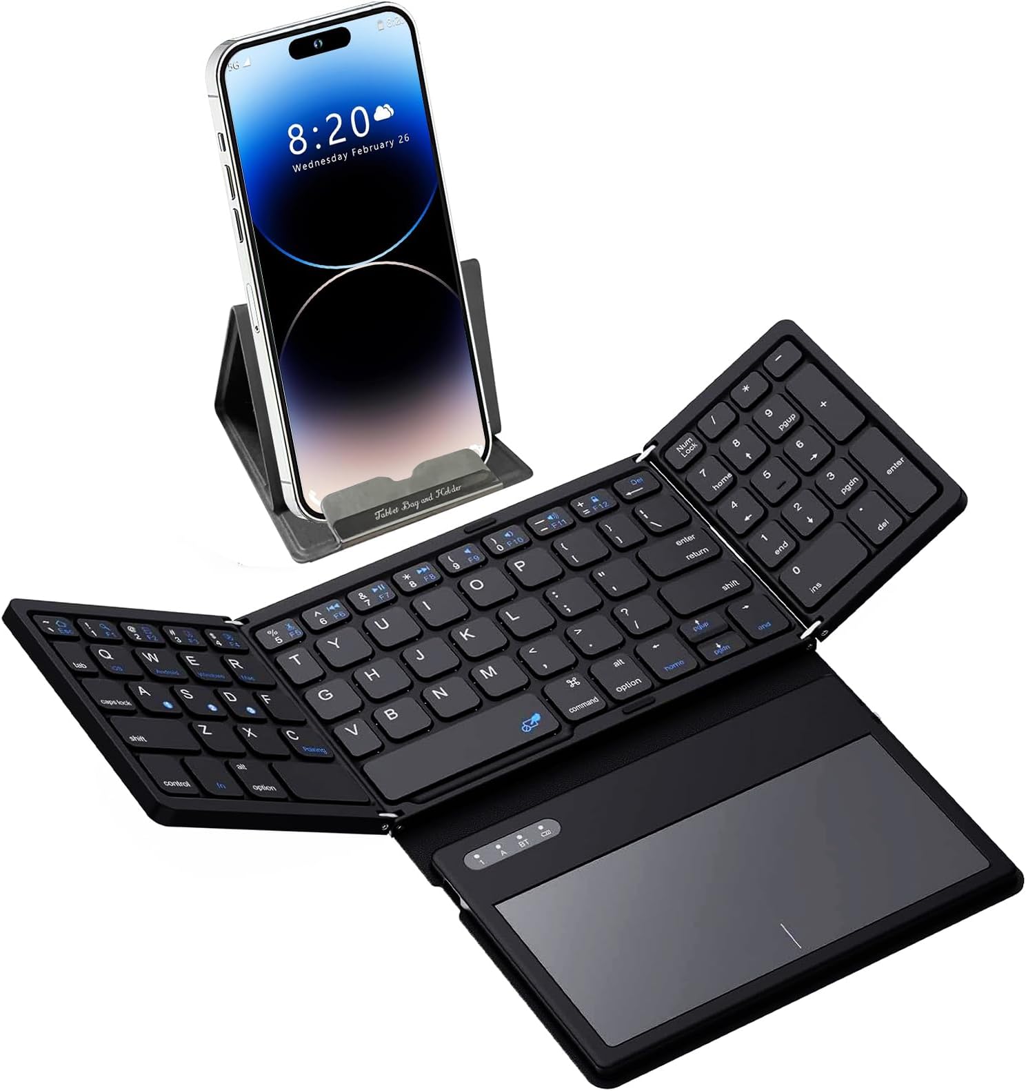 Echaar Bluetooth Keyboard Foldable with Touchpad, Wireless Folding ...