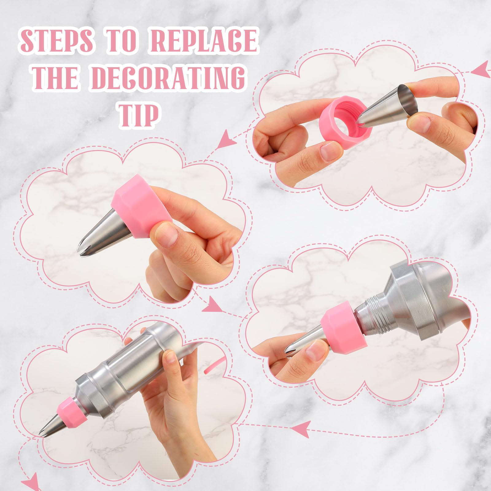 Ziliny 3 Sets Dessert Decorating Syringe Set, Cupcake Frosting Filling ...