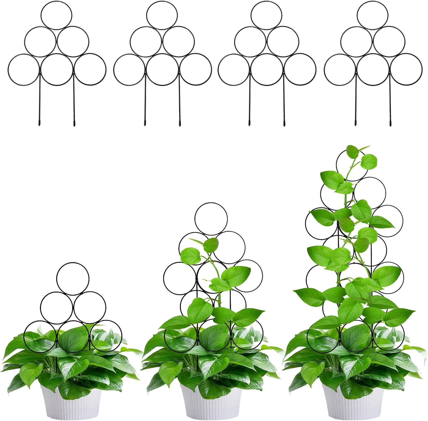 Trellis for Indoor Potted Plants HADEEONG 4Pcs 15in Metal Plant ...