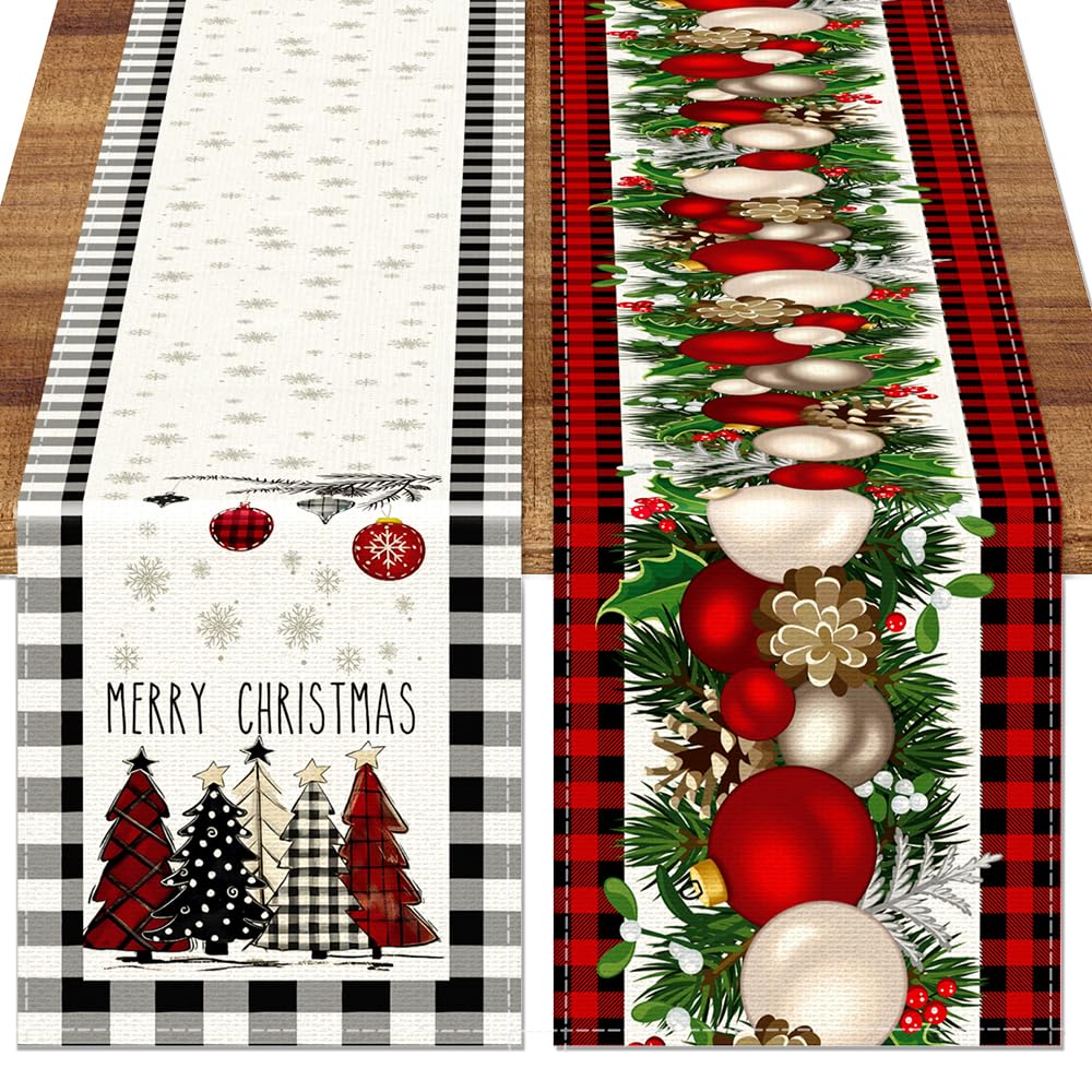 Amazon.com: TOYPOPOR Set of 2 Christmas Table Runner, Buffalo Linen ...