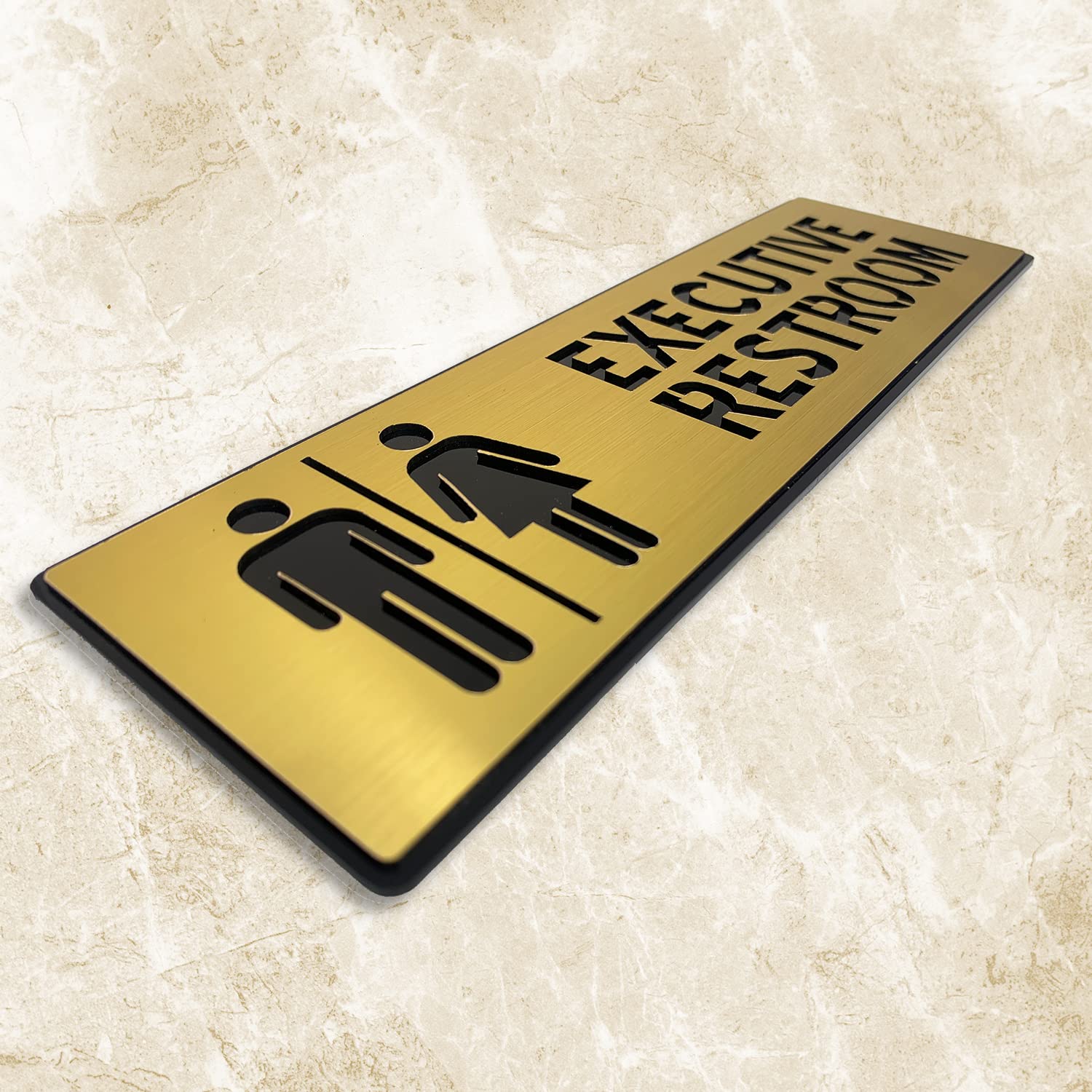 Buy Vertical Root Inc EXECUTIVE RESTROOM SIGN BRUSH STEEL GOLD Self ...