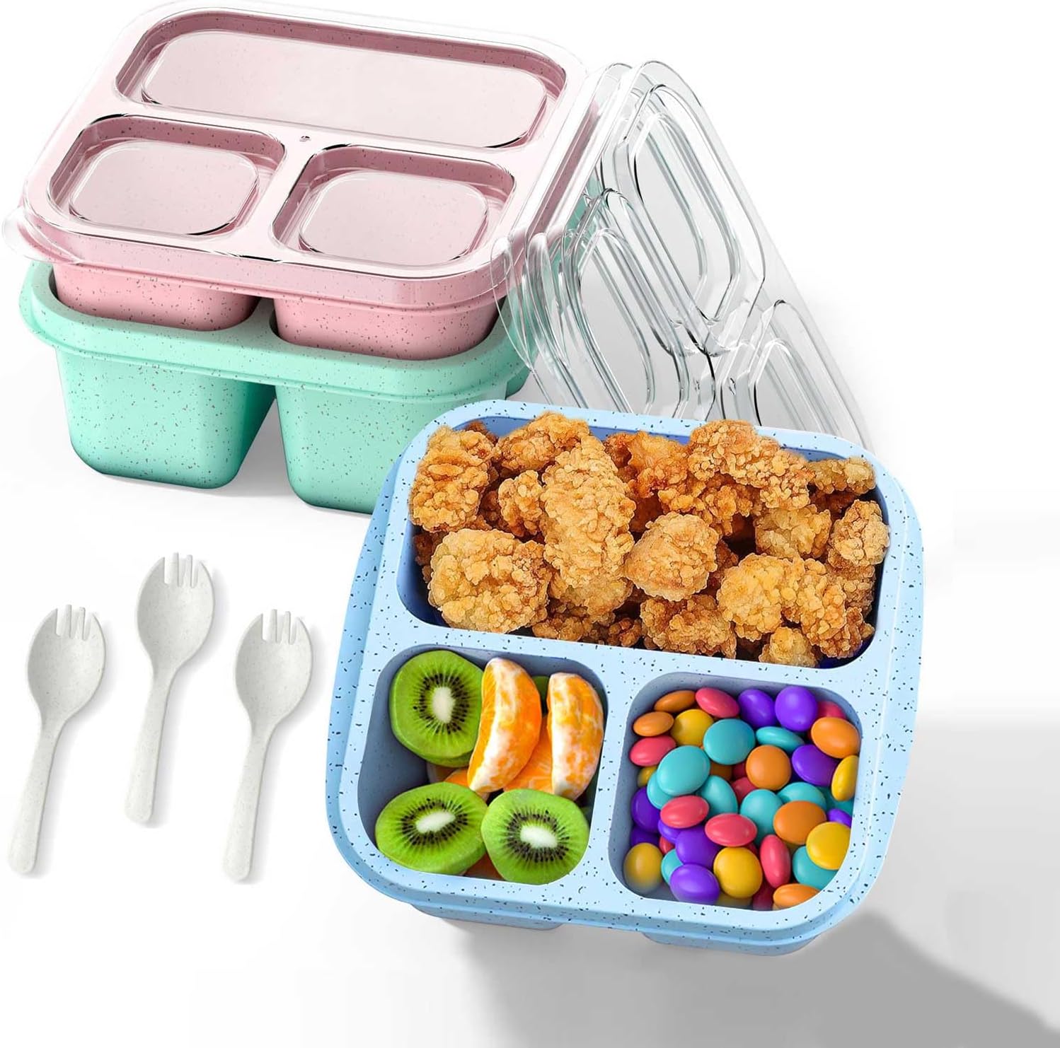 Amazon.com: CSQLJ Snack Boxes (3 Pack), Meal Prep Containers Reusable ...