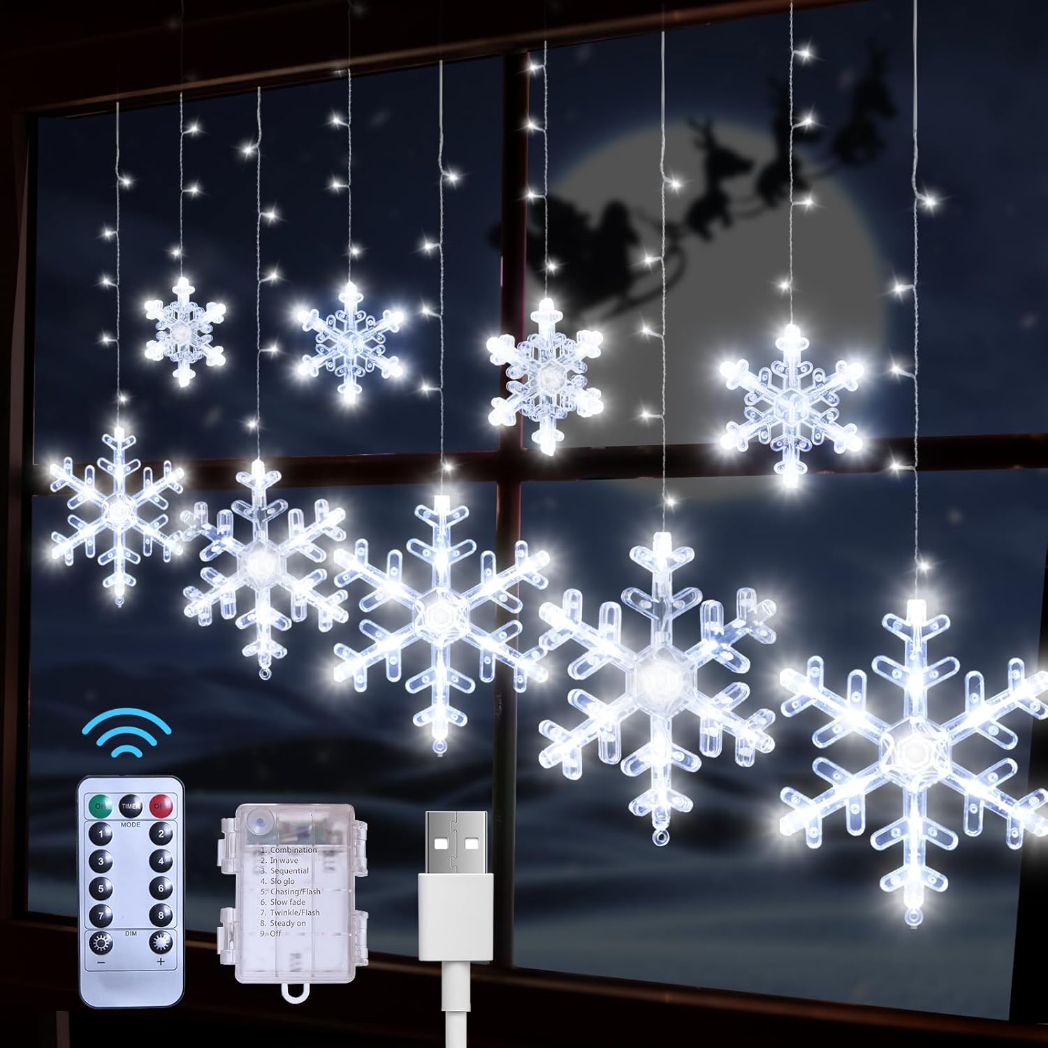 Amazon.com: LYUBASA Christmas Snowflake Lights Decorations, 5.3FT ...