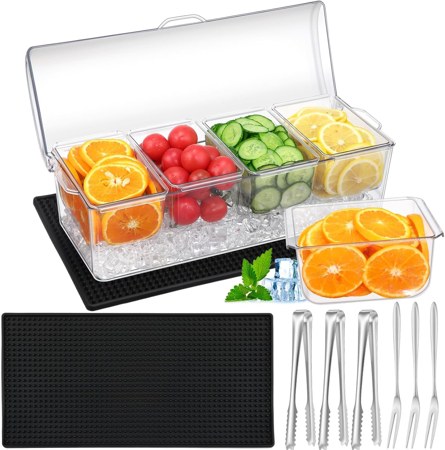 Amazon.com: Maxdot Chilled Condiment Server Caddy Ice Cooled Condiment ...