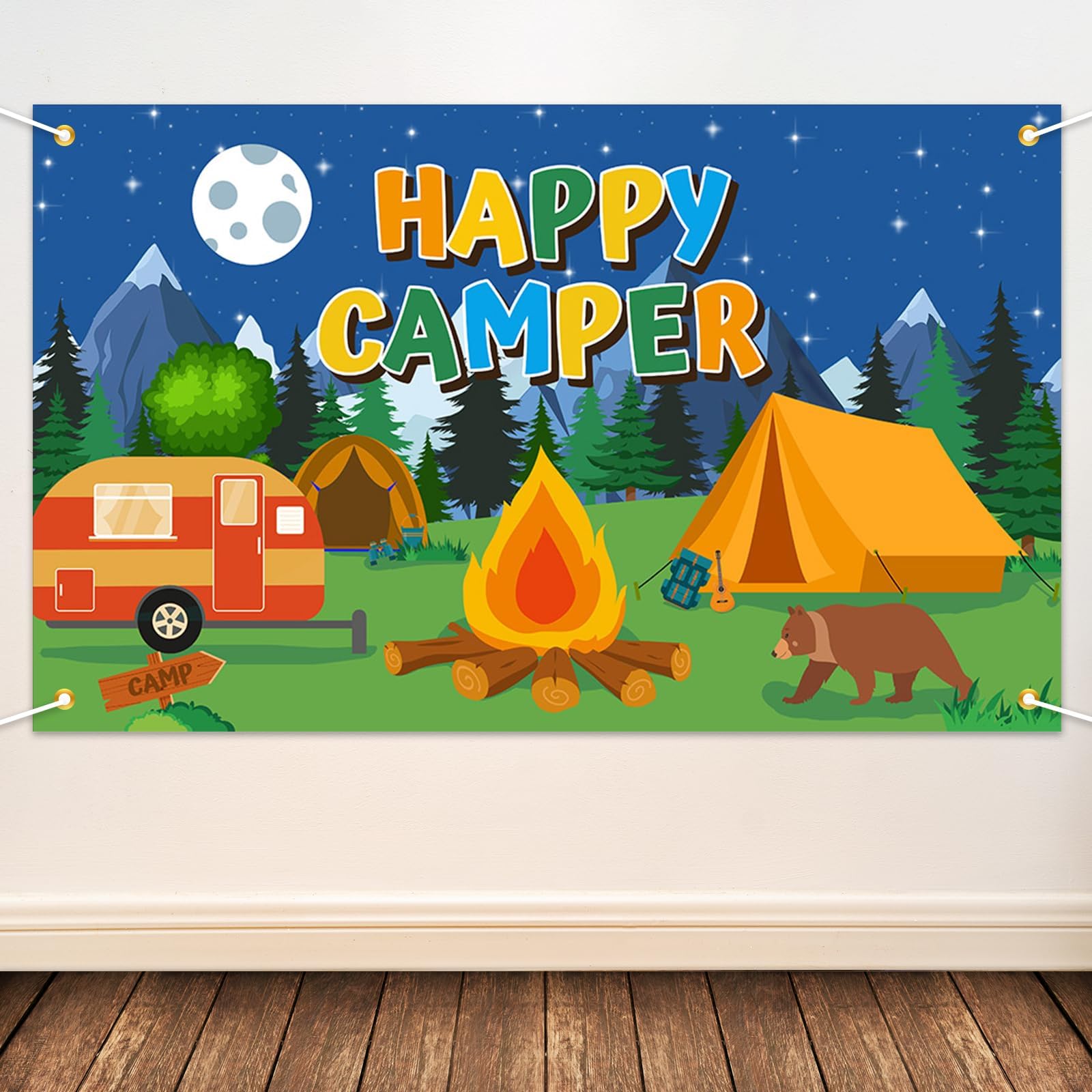 Amazon.com: LOONELO Happy Camper Backdrop Banner with 70.8"X43.3 ...