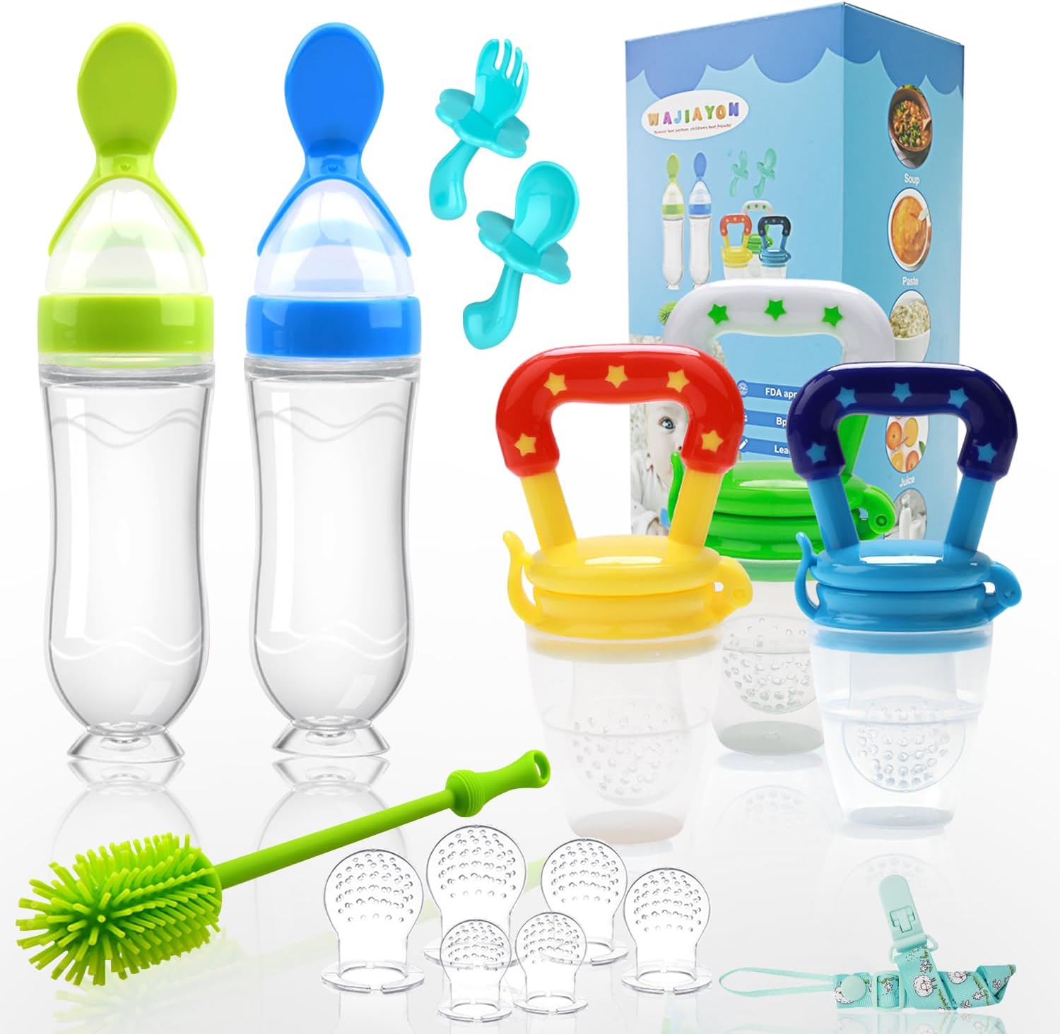 Amazon.com : Food Feeder Baby Fruit Feeder Pacifier (3 Pcs) with 6 ...