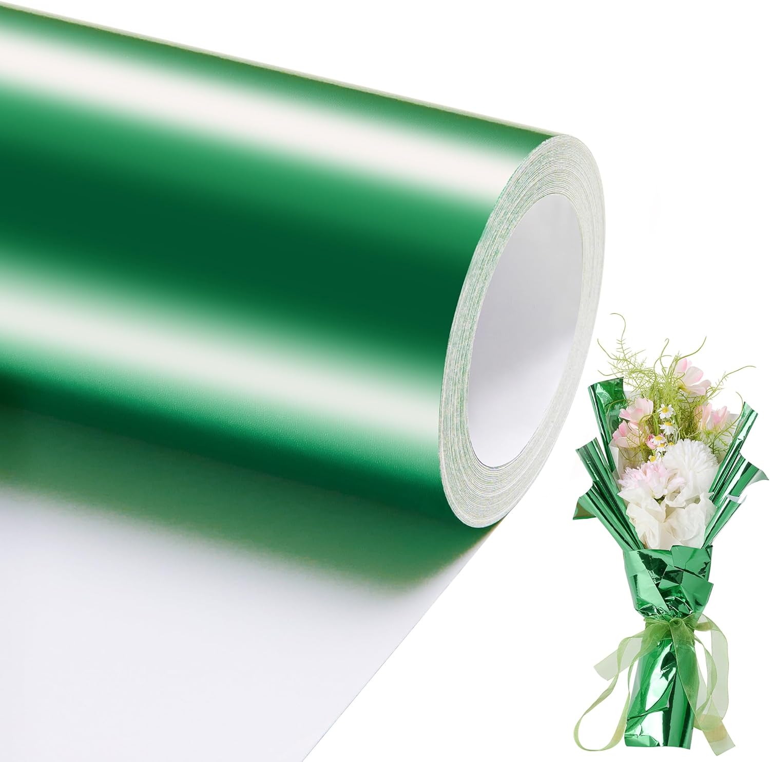 Amazon.com: Green Metallic Wrapping Paper Roll- 17in X 49Ft Metal ...