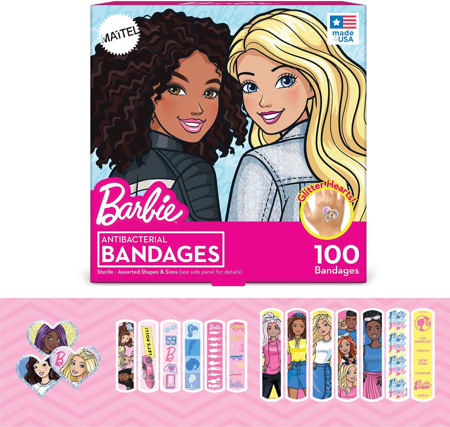 Amazon.com: Barbie Antibacterial Kids Bandages, 3 Assorted Sizes 100 CT ...